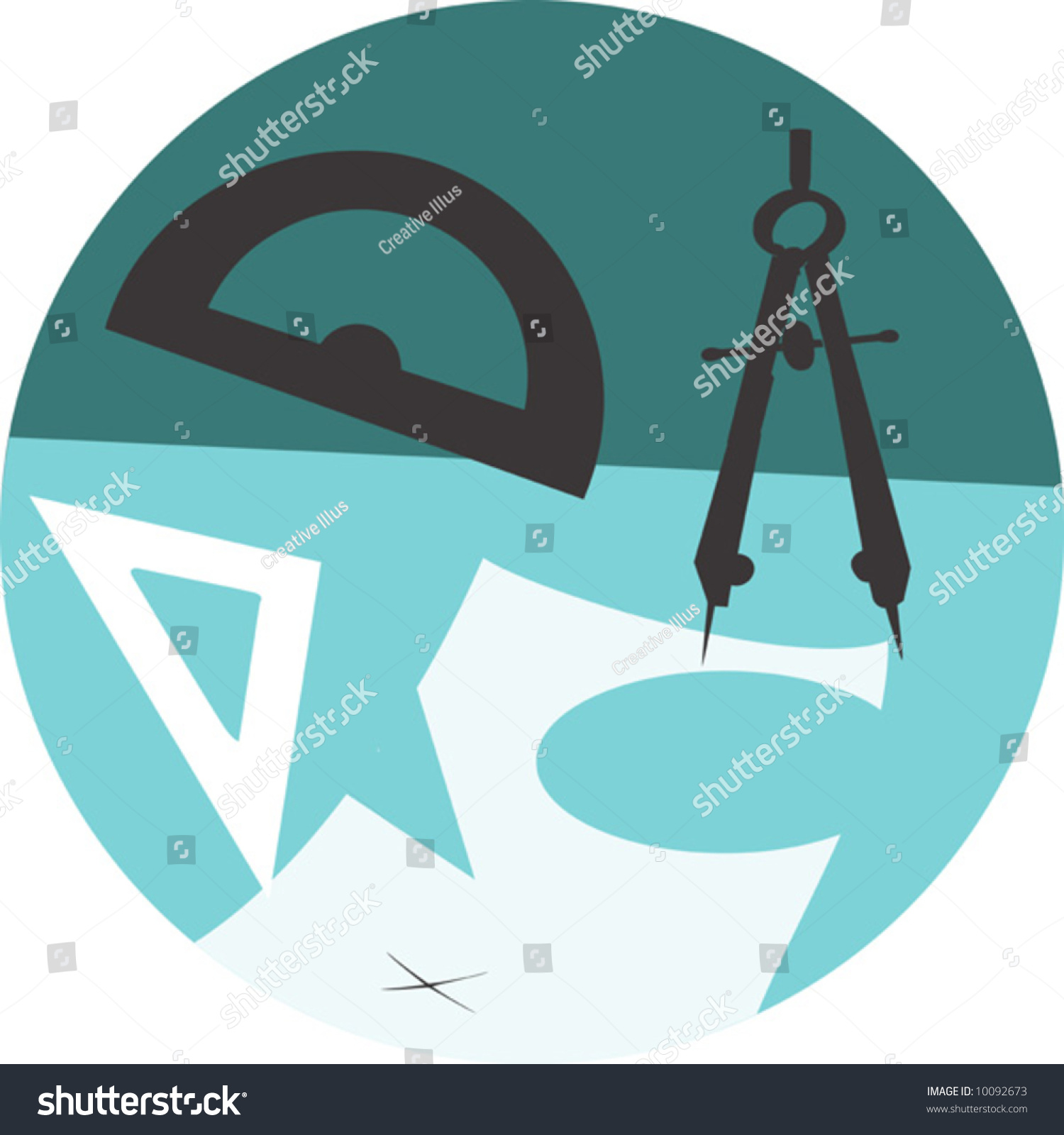 Protractor Setsquare Divider Stock Vector (Royalty Free) 10092673 ...