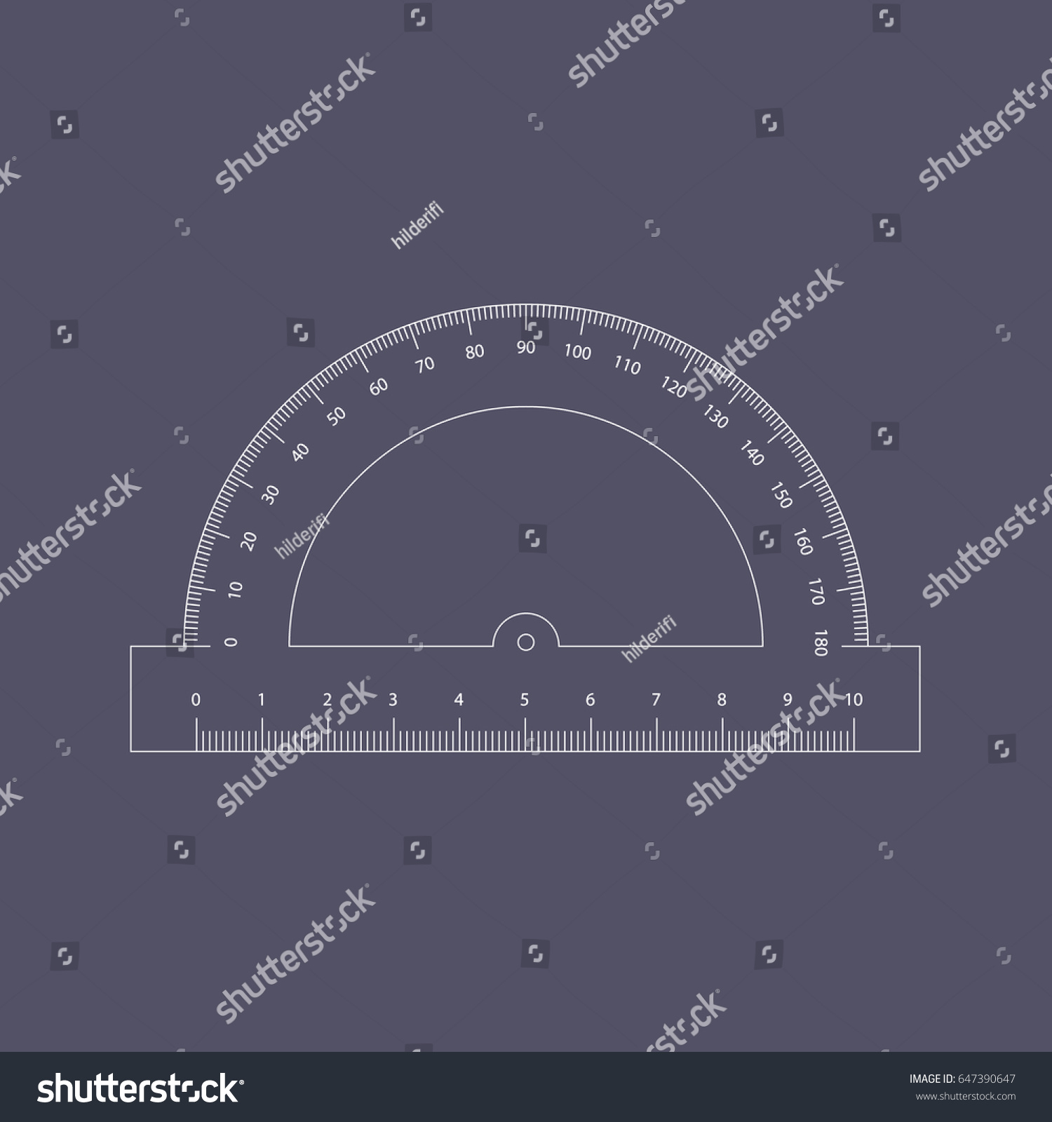 Protractor Vector Line Illustration On Dark Stock Vector (Royalty Free ...