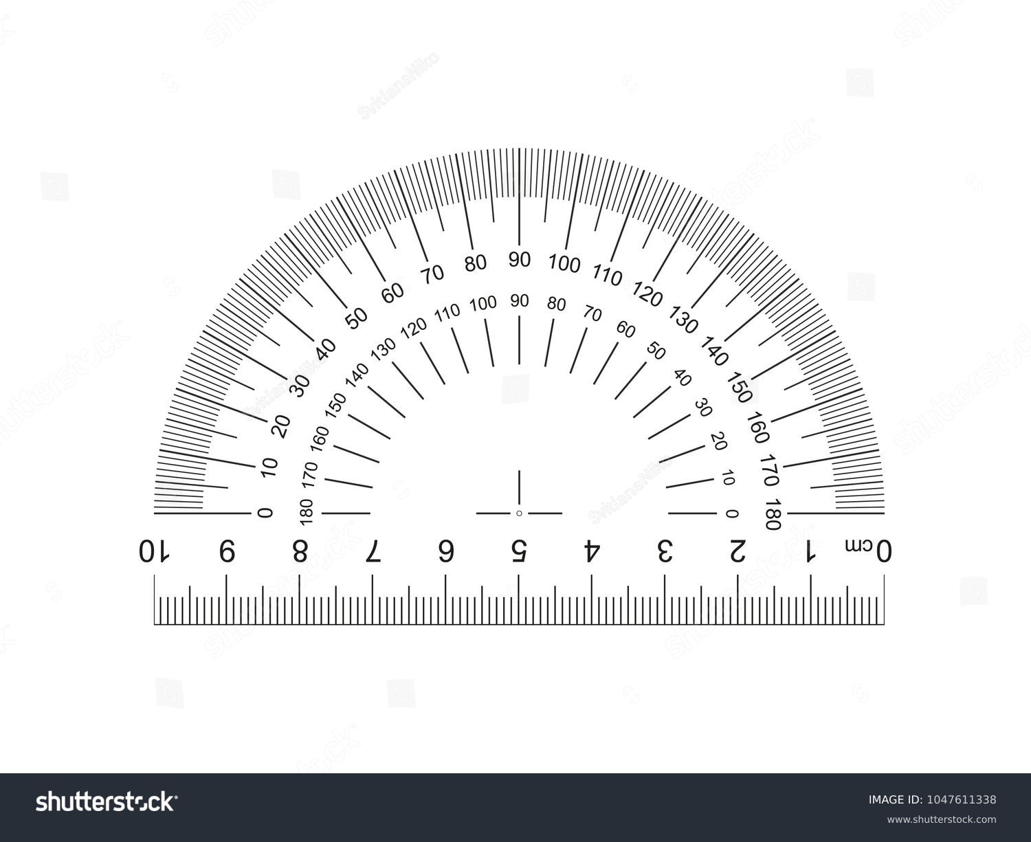Protractor Ruler 10 Cm Protractor Grid Stock Vector (Royalty Free ...