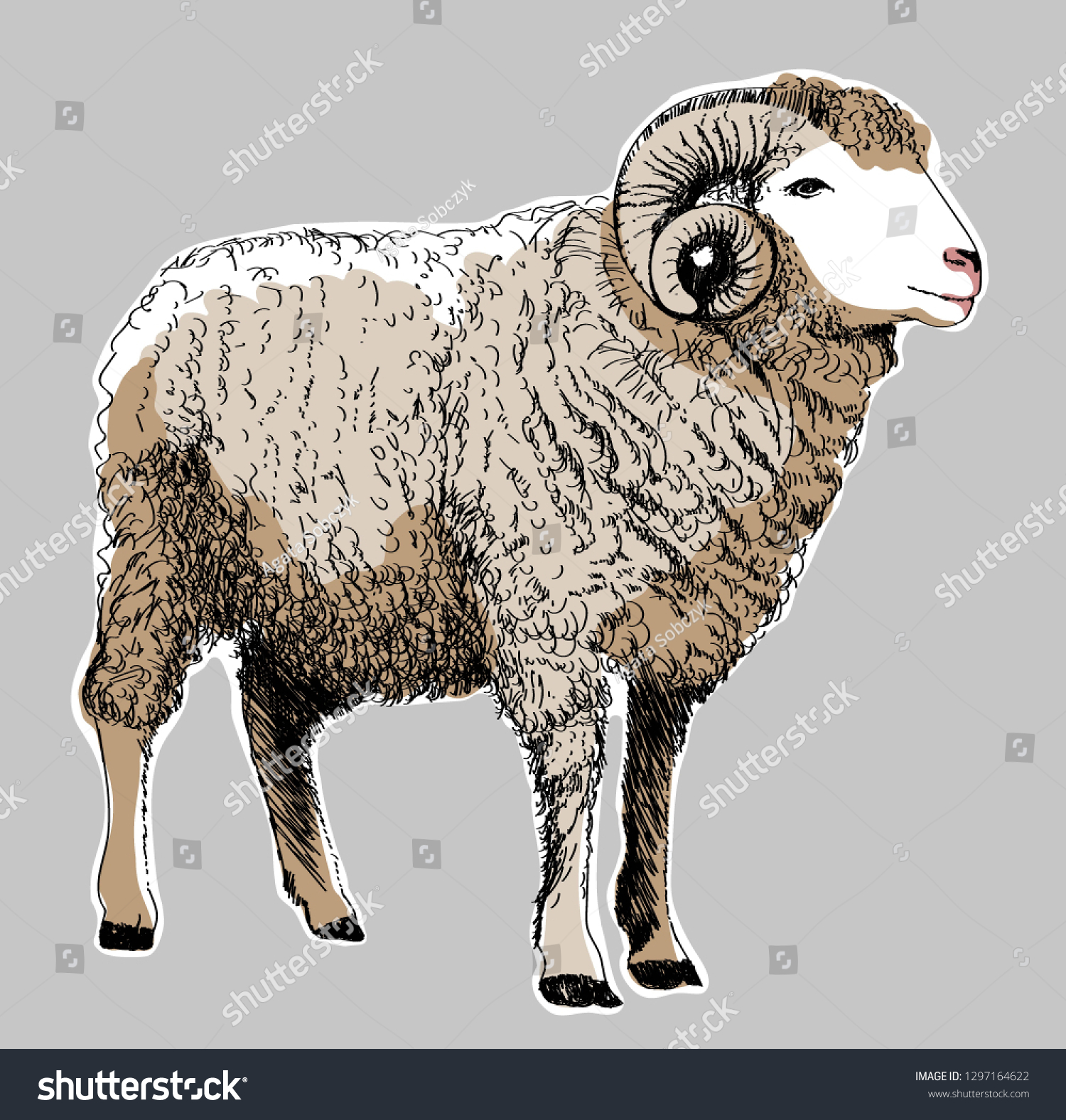 Proud Standing Ram: vector de stock (libre de regalías) 1297164622 ...