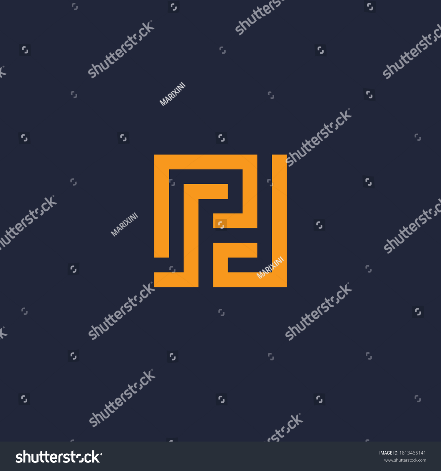 Psd Monogram Logo Square Shape Yellow Stock Vector (Royalty Free ...