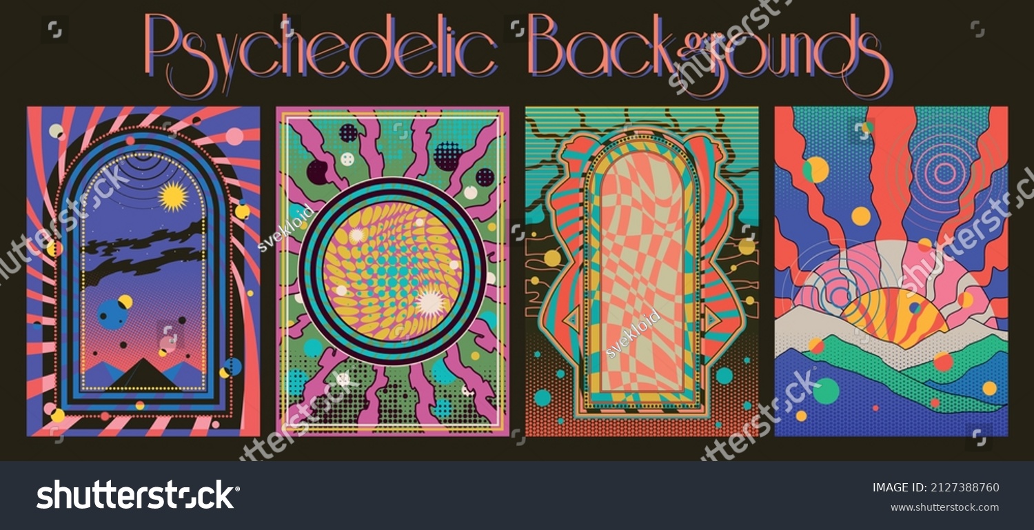 Psychedelic Backgrounds Vector Templates Posters Covers Stock Vector ...