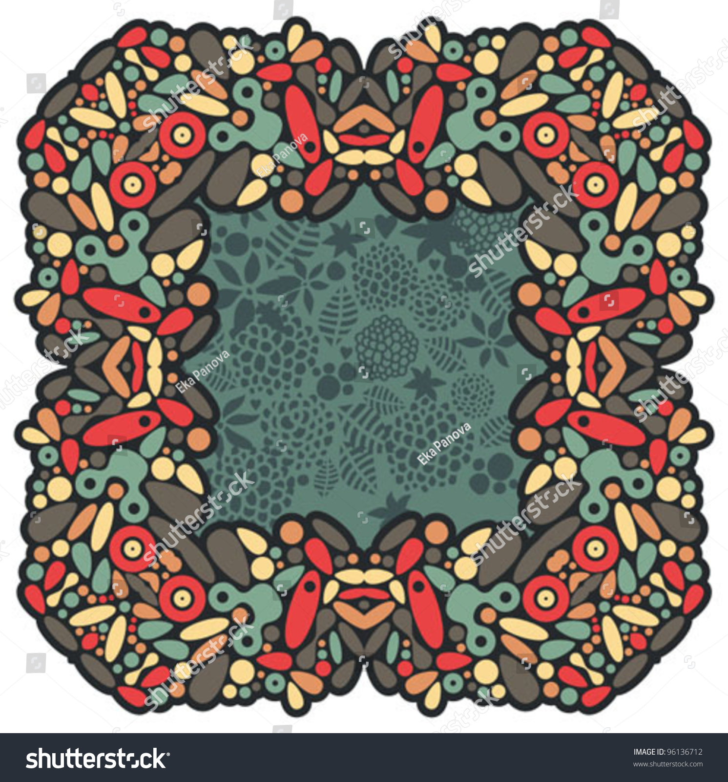 Psychedelic Frame Vector Colorful Illustration Doodle Stock Vector ...