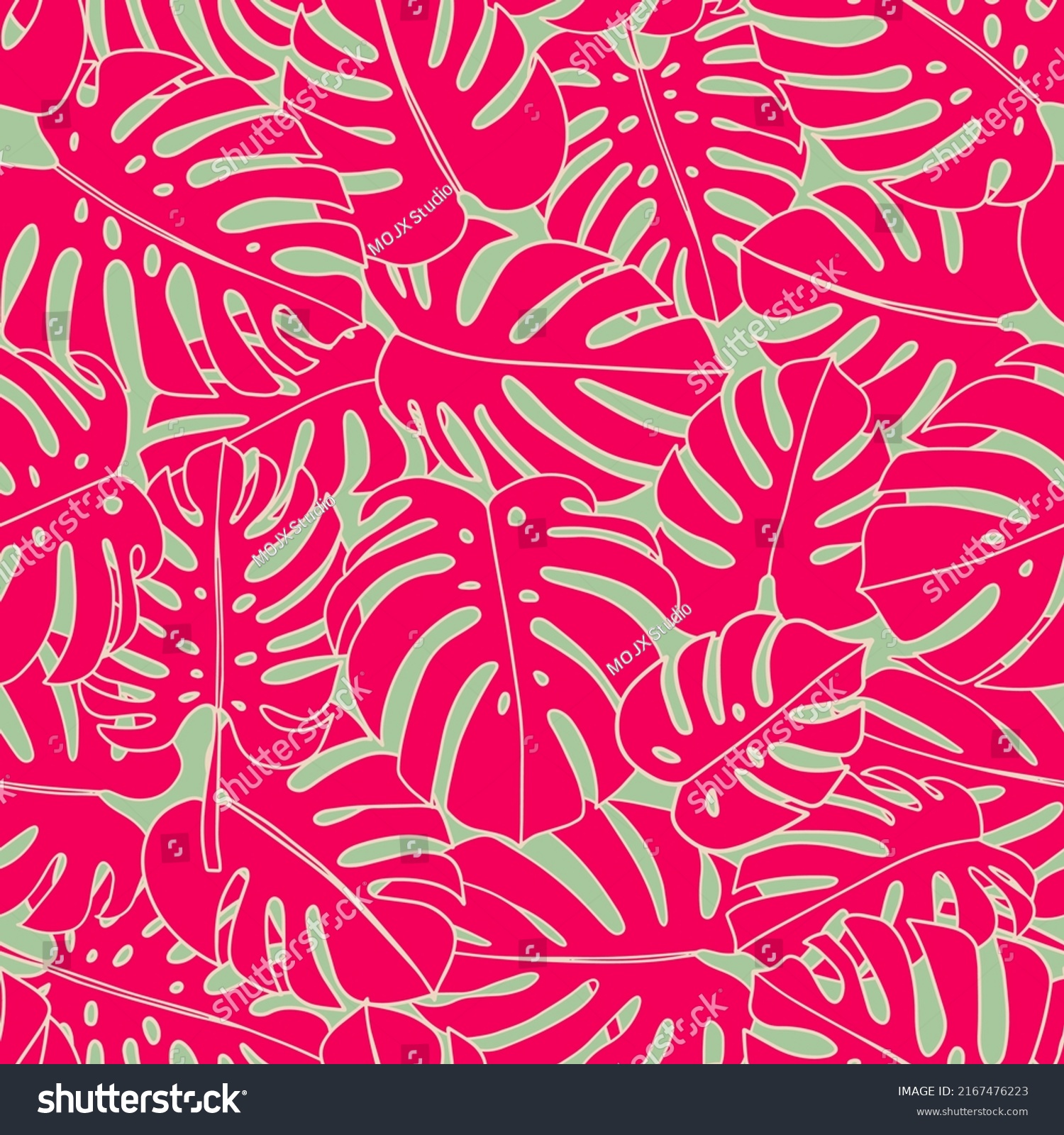 Psychedelic Palm Leaves Seamless Repeat Pattern Stock Vector (Royalty ...