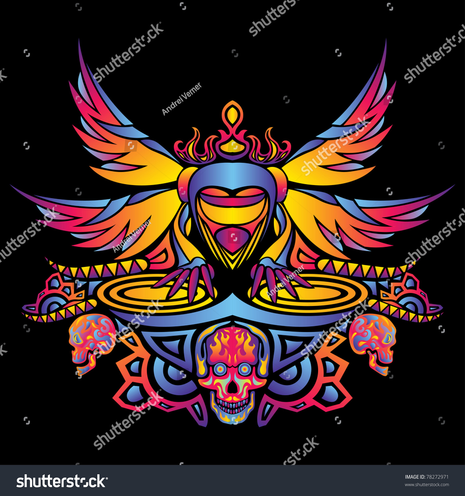 Psychedelic Party Dj Vector Illustration Stock Vector (Royalty Free ...