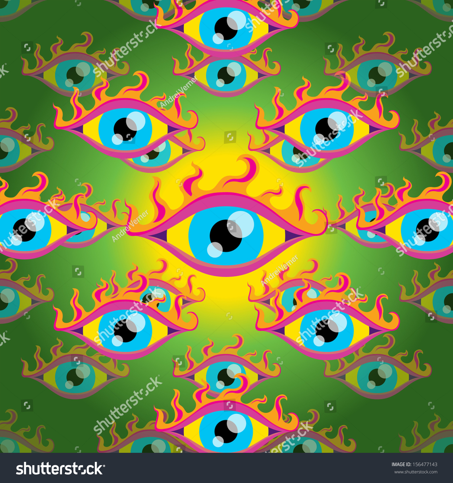Psychedelic Trippy Eyes Seamless Pattern Vector Stock Vector (Royalty ...