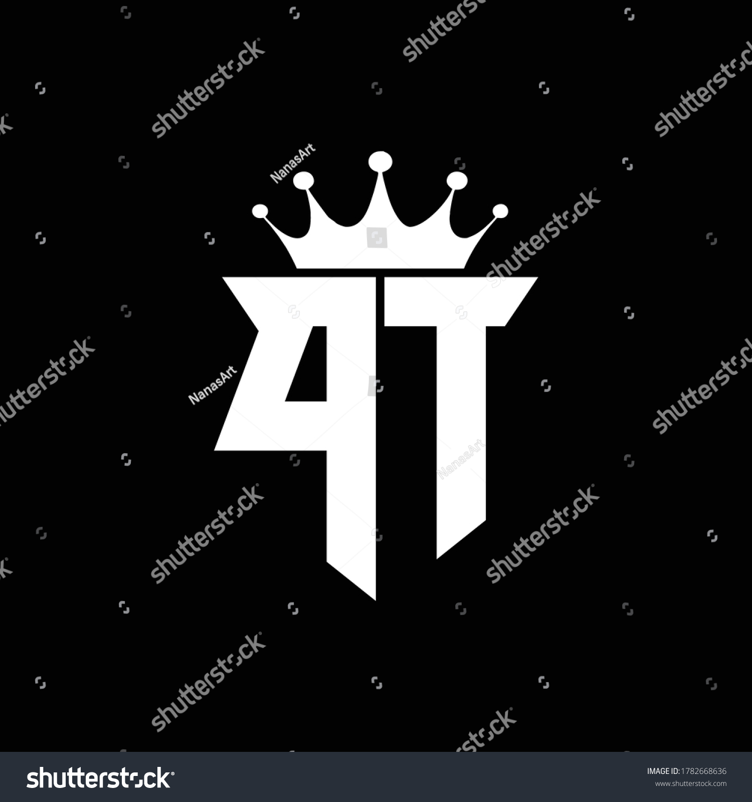 Pt Logo Monogram Shield Shape Crown Stock Vector (Royalty Free) 1782668636