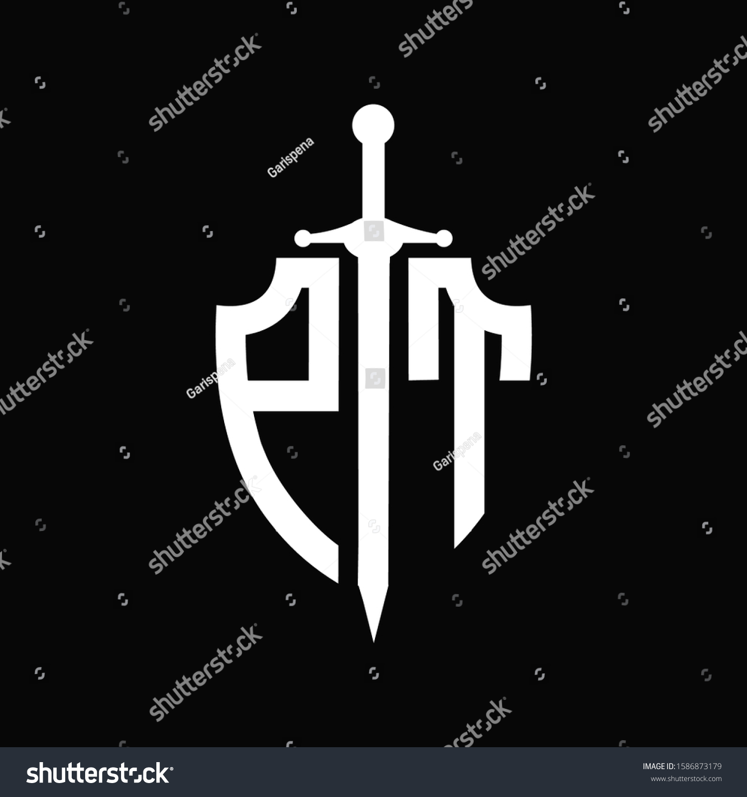 Pt Logo Shield Shape Sword Stock Vector (Royalty Free) 1586873179 ...