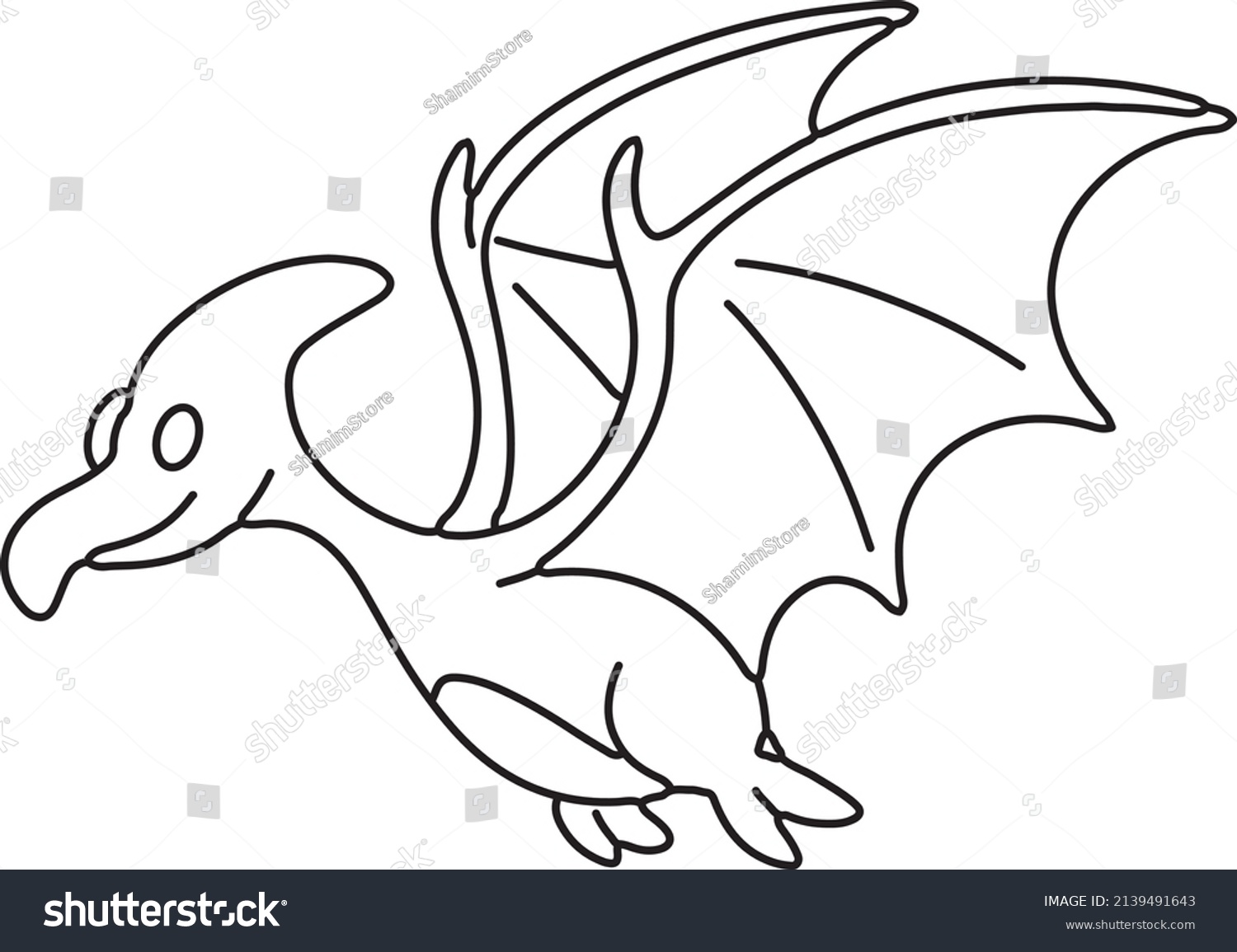 Pteranodon Line Art Vector Drawing Stock Vector (Royalty Free ...