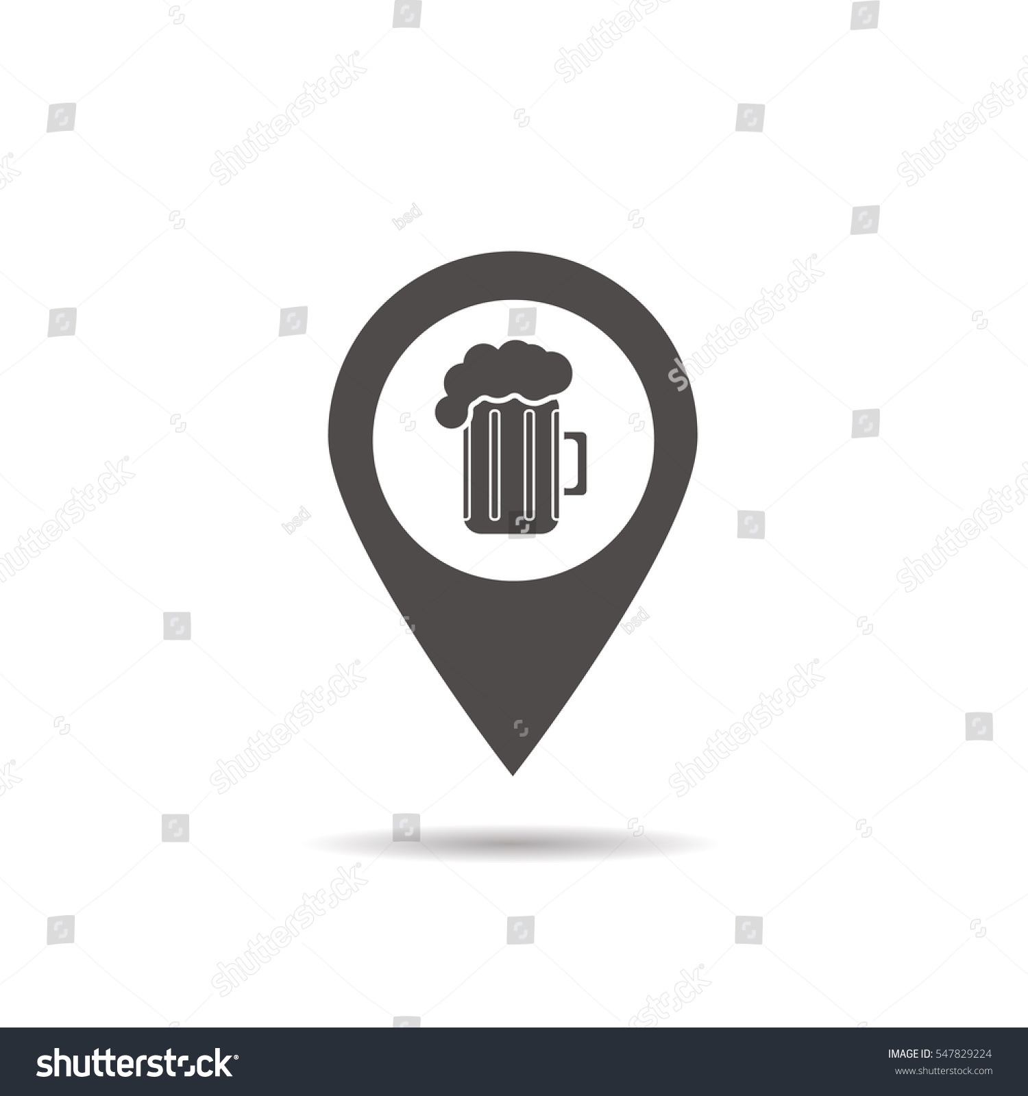 Pub Location Icon Drop Shadow Map Stock Vector (Royalty Free) 547829224