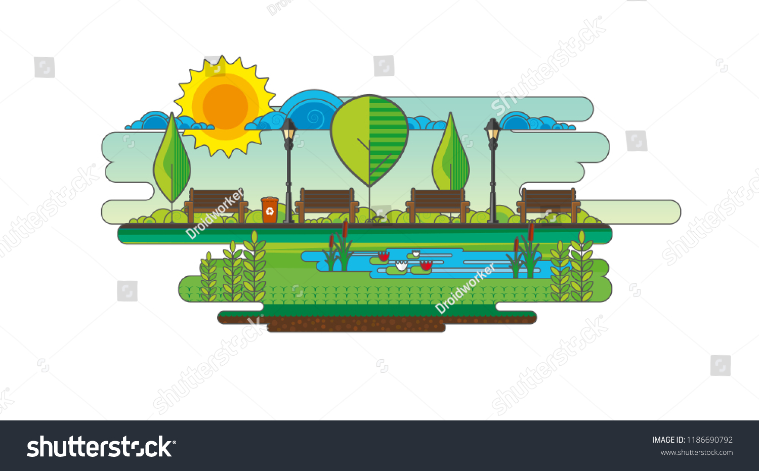 Public Park Vector Flat Illustration 库存矢量图（免版税）1186690792 | Shutterstock