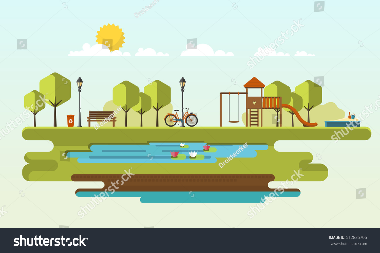 Public Park Vector Flat Illustration Stock Vector (Royalty Free) 512835706