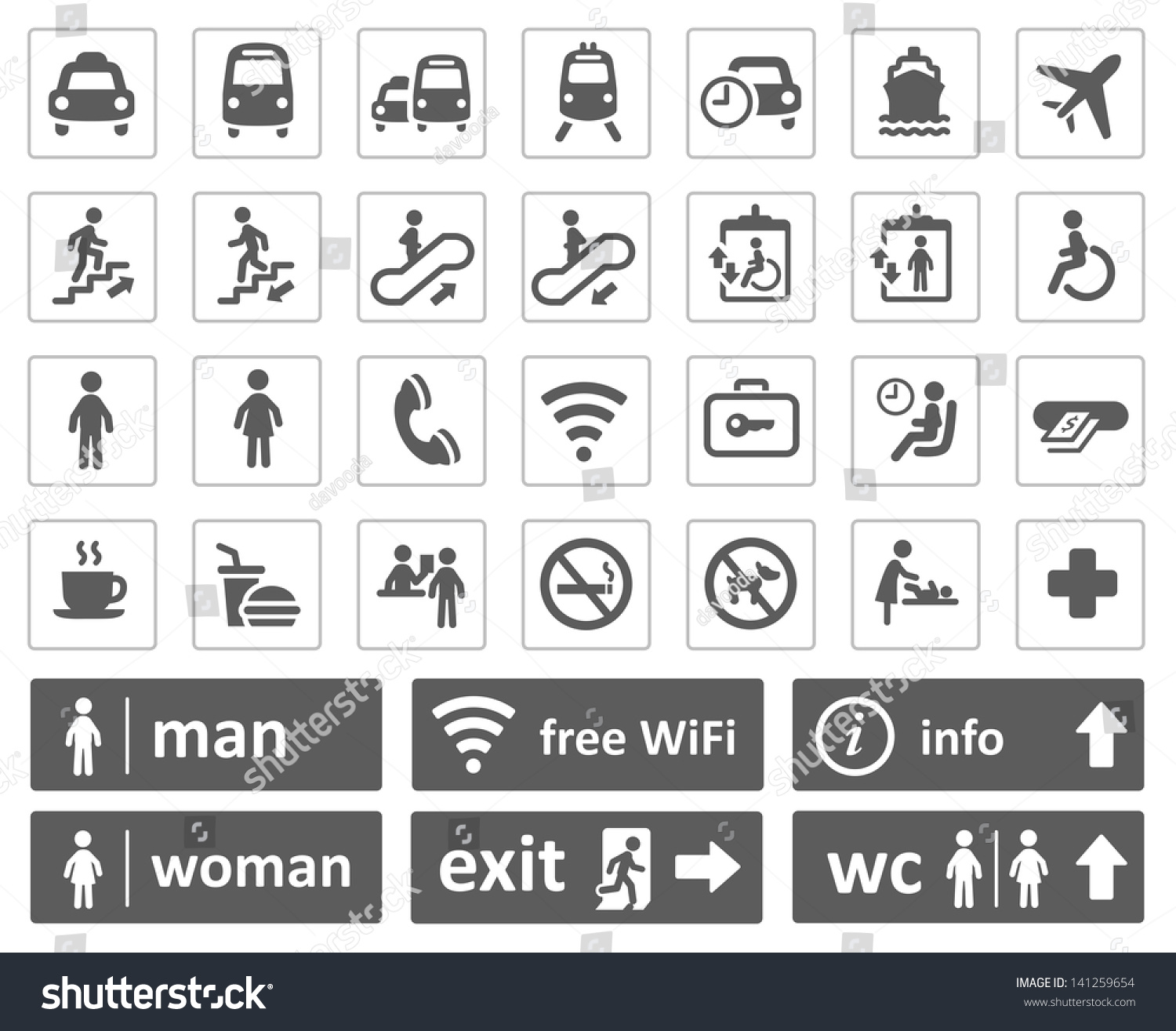 Public Signs Set Stock Vector (Royalty Free) 141259654