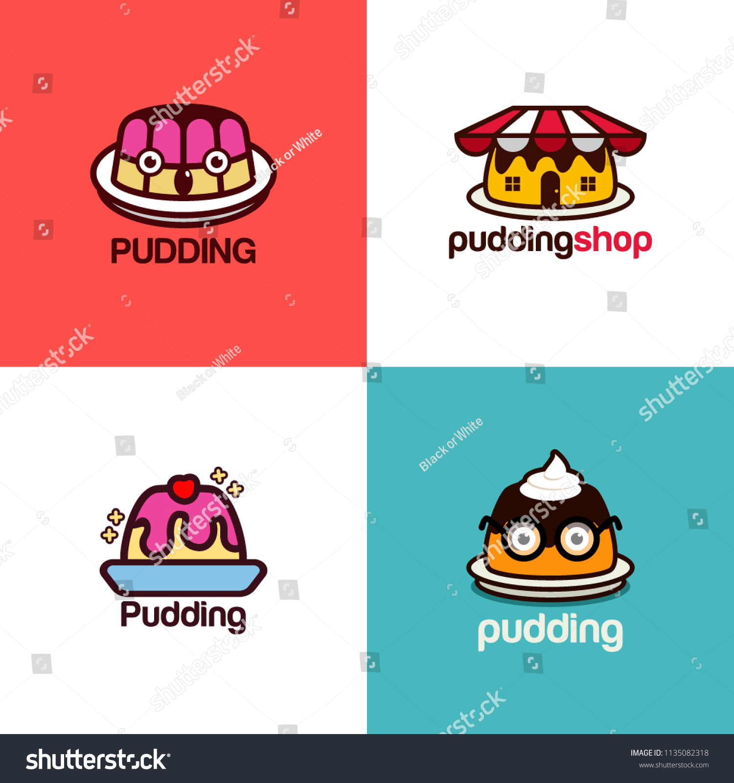 Pudding Logo Design: vector de stock (libre de regalías) 1135082318 ...
