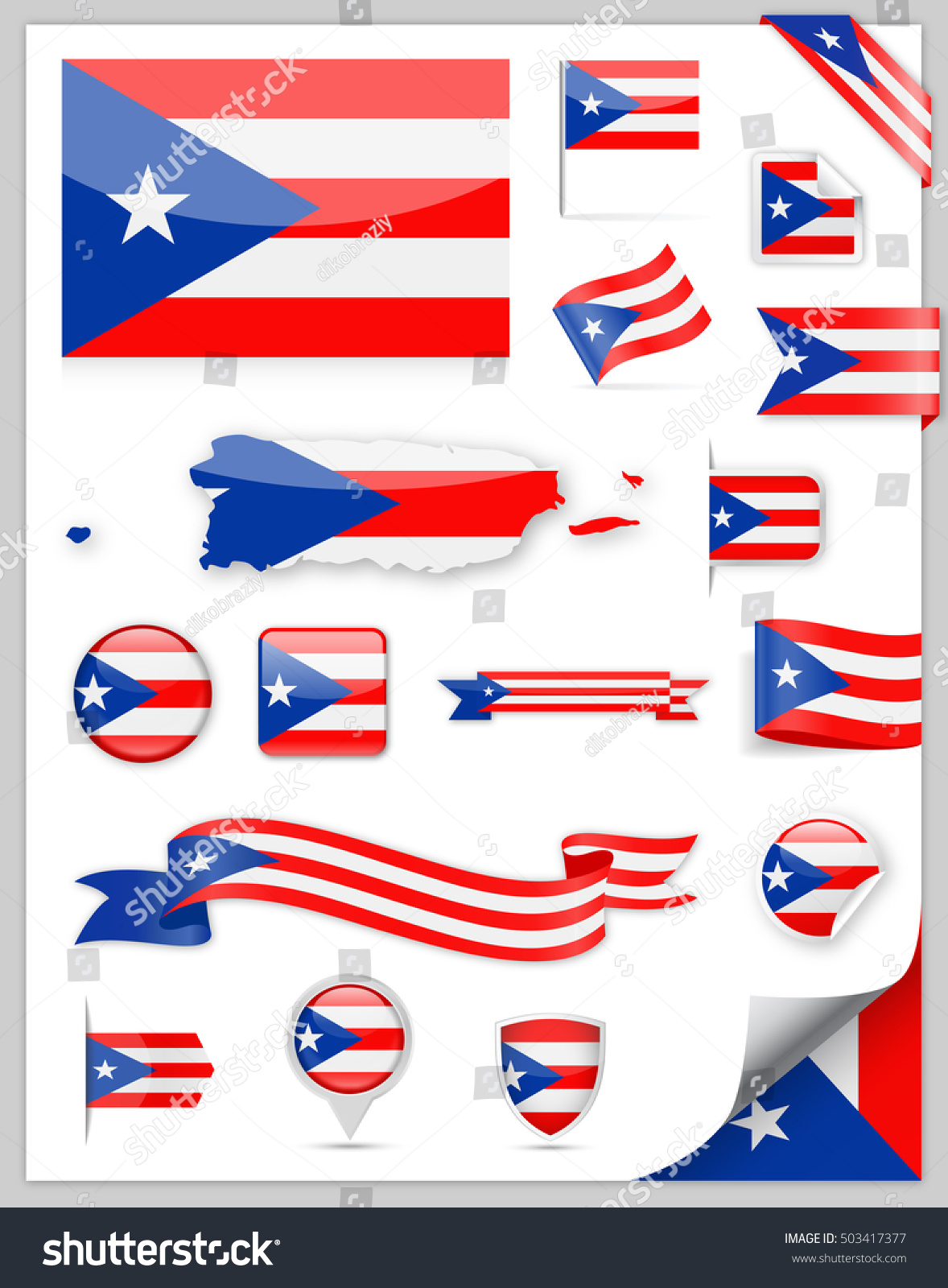 Puerto Rico Flag Set Vector Collection Stock Vector (Royalty Free ...