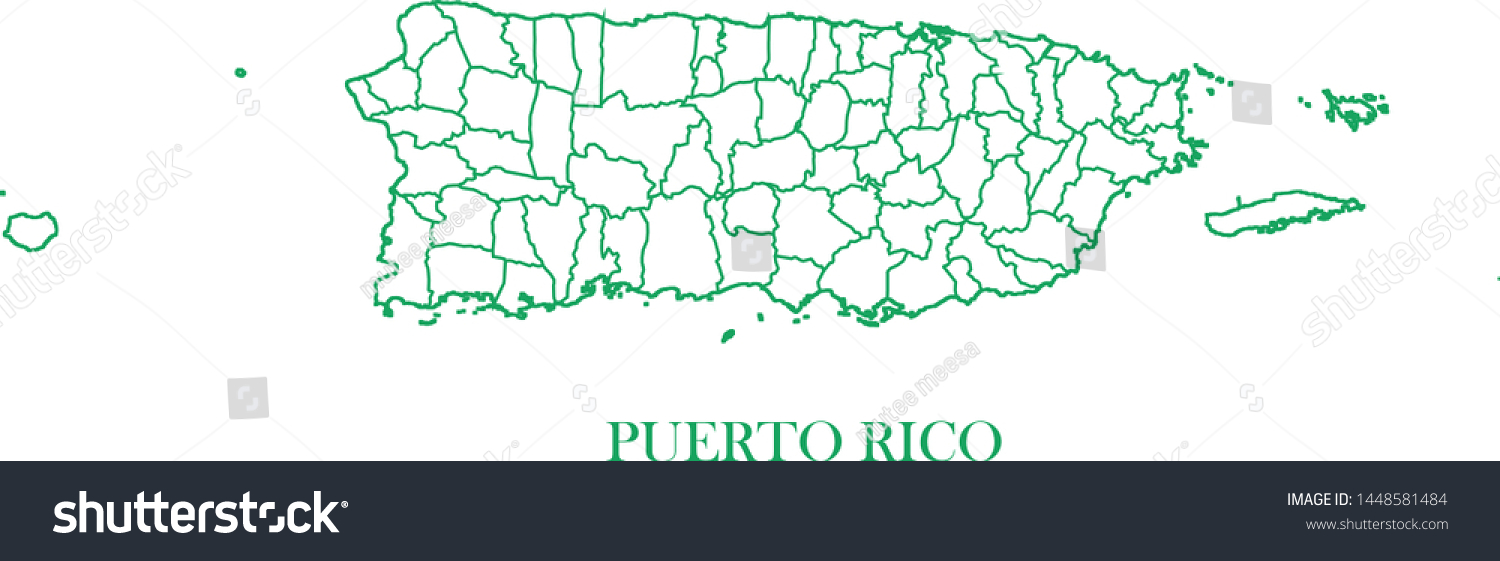 Puerto Rico Green Line Map Vector Stock Vector (Royalty Free ...