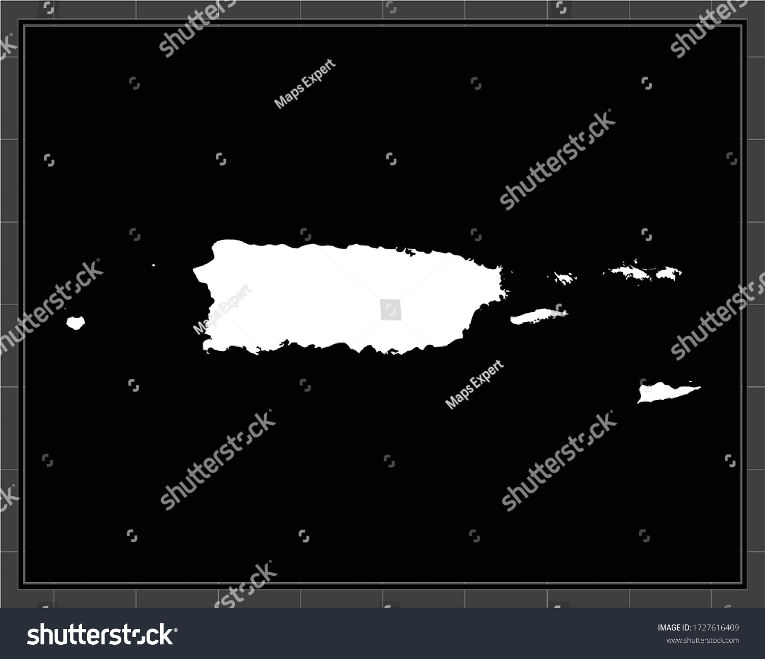 Puerto Rico Map Vector Outline Stock Vector (Royalty Free) 1727616409 ...