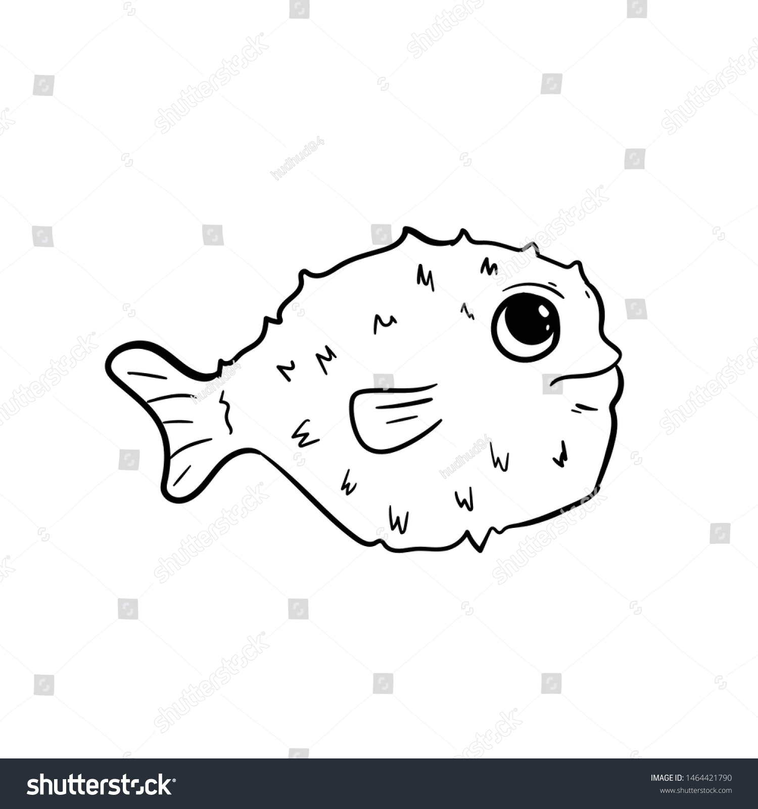 Puffer Doodle Icon Vector Hand Drawing Stock Vector (Royalty Free ...