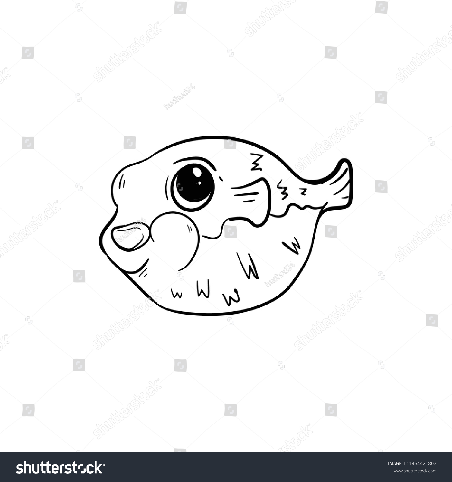 Puffer Doodle Icon Vector Hand Drawing Stock Vector (Royalty Free ...