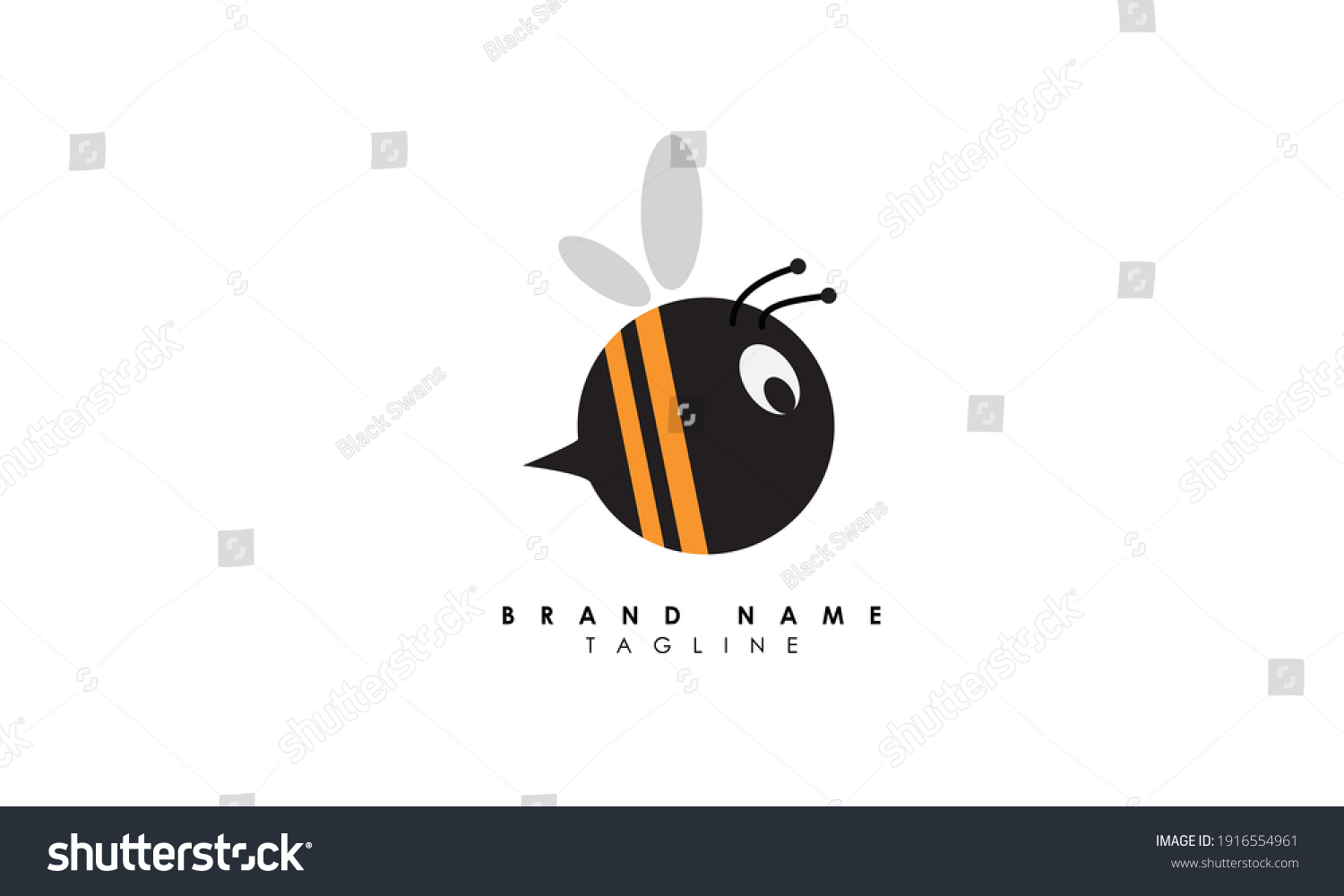 Puffy Bee Vector Logo Design Stock Vector (Royalty Free) 1916554961