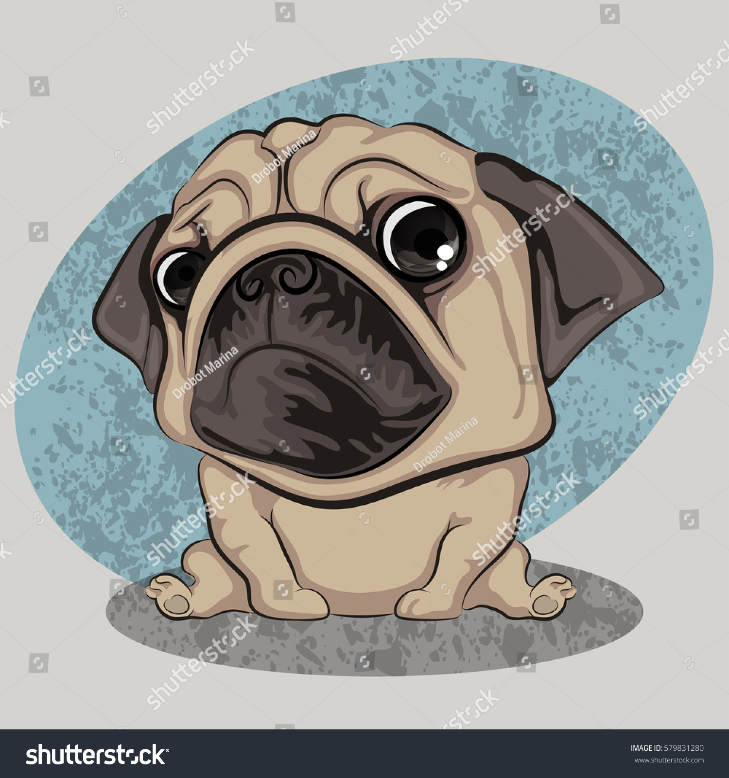 caricatura de pug: vector de stock (libre de regalías) 579831280 ...