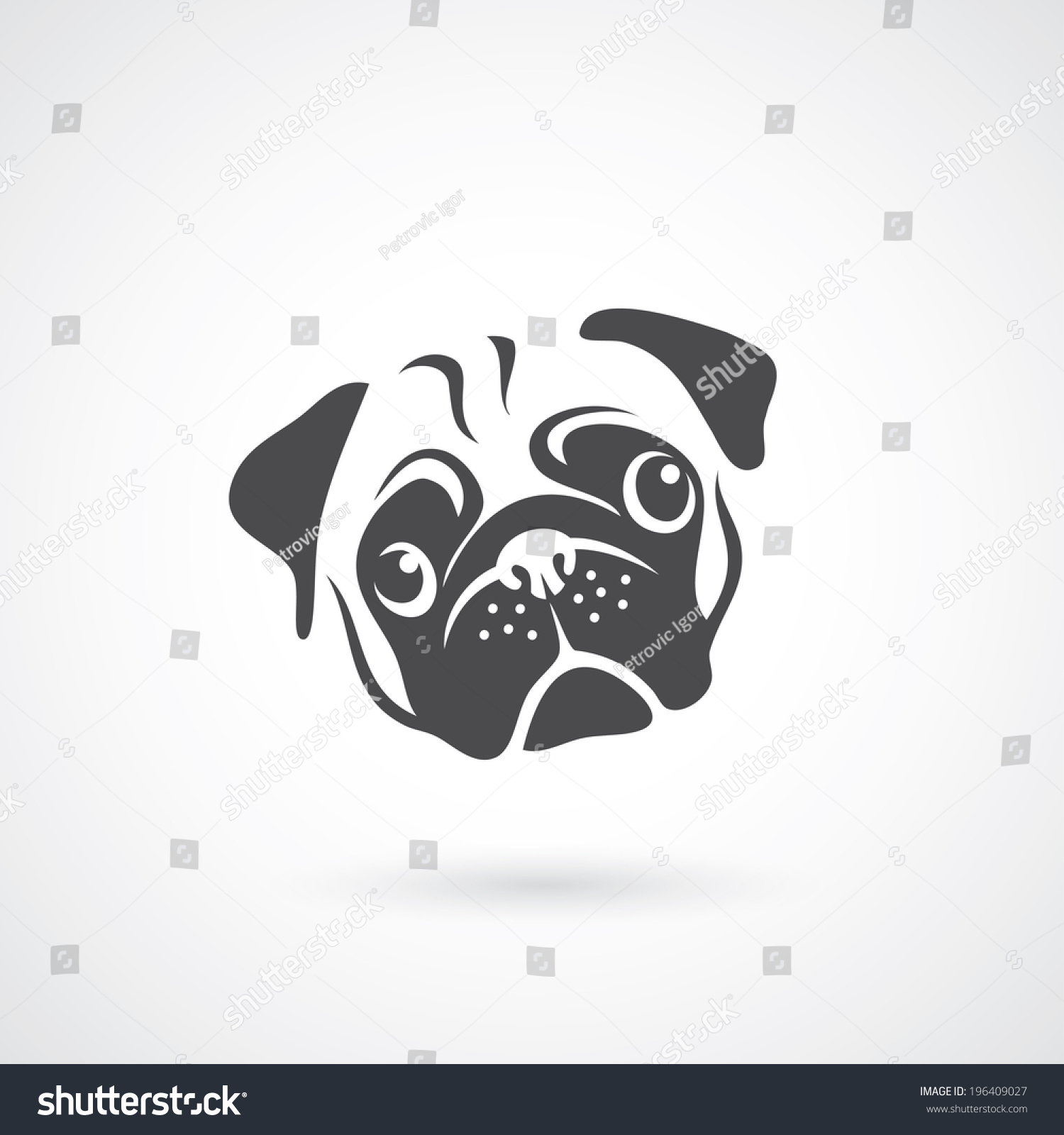 Pug Dog Face - Vector Illustration - 196409027 : Shutterstock