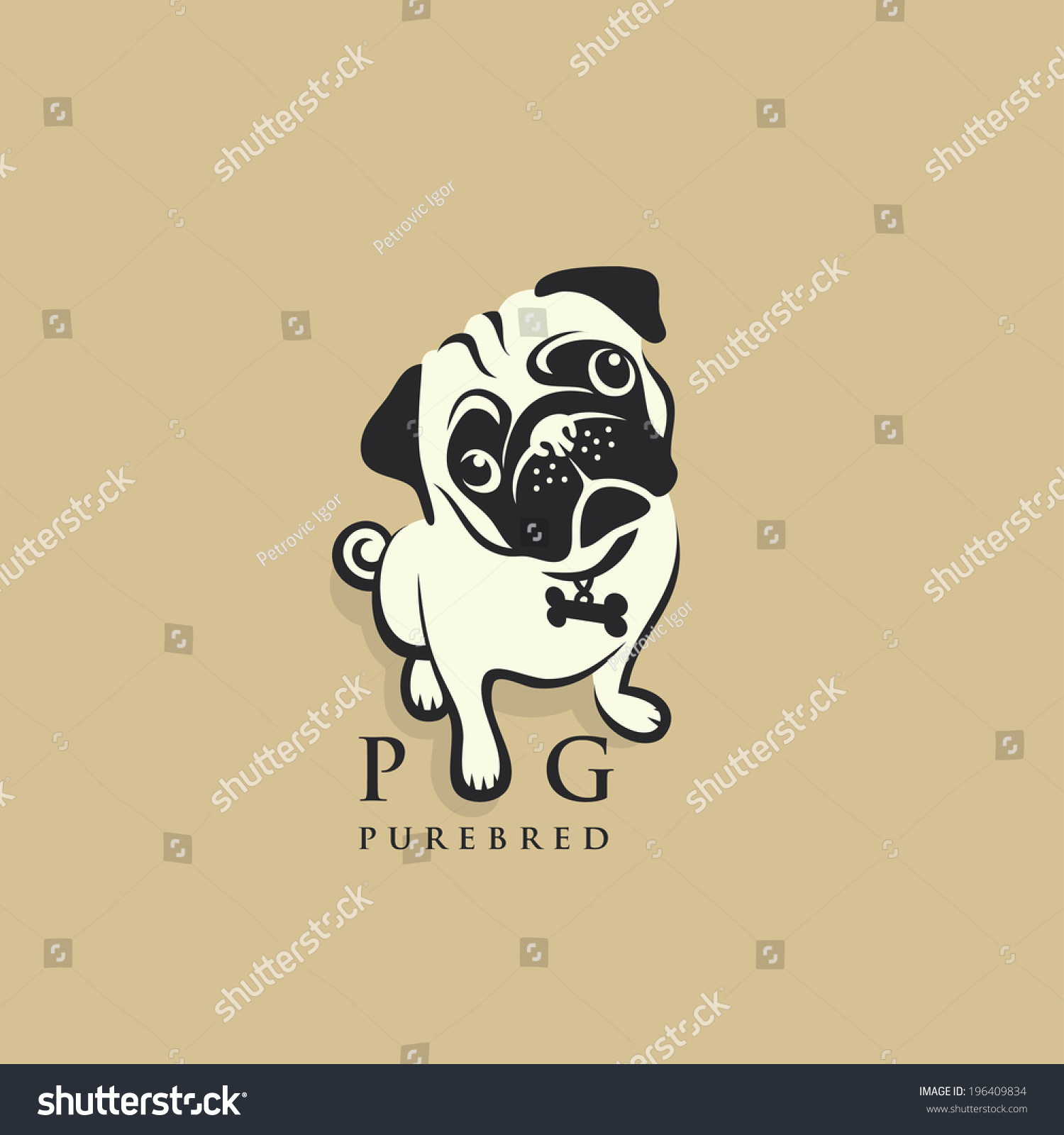 Pug Dog Vector Illustration Stock Vector (Royalty Free) 196409834