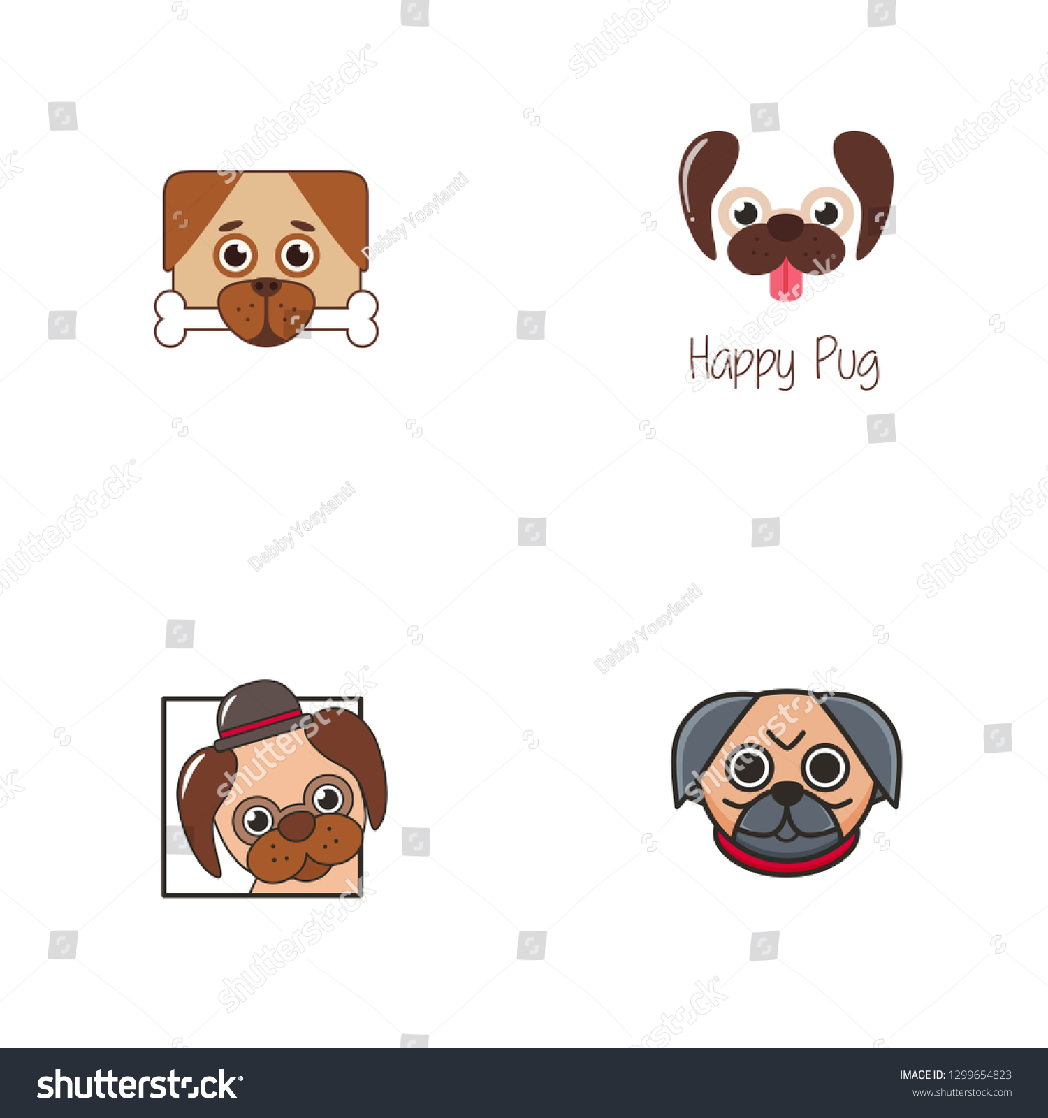 Pug Logo Design: เวกเตอร์สต็อก (ปลอดค่าลิขสิทธิ์) 1299654823 | Shutterstock