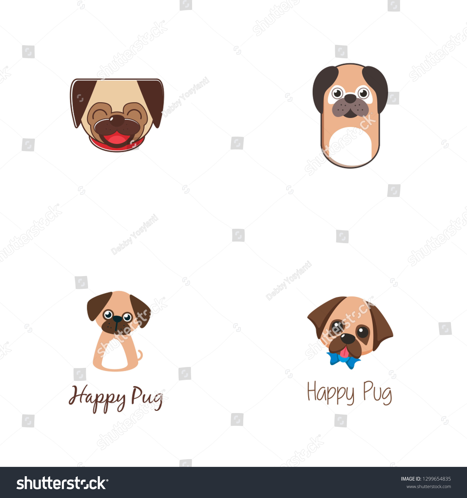 Pug Logo Design Stock Vector (Royalty Free) 1299654835 | Shutterstock