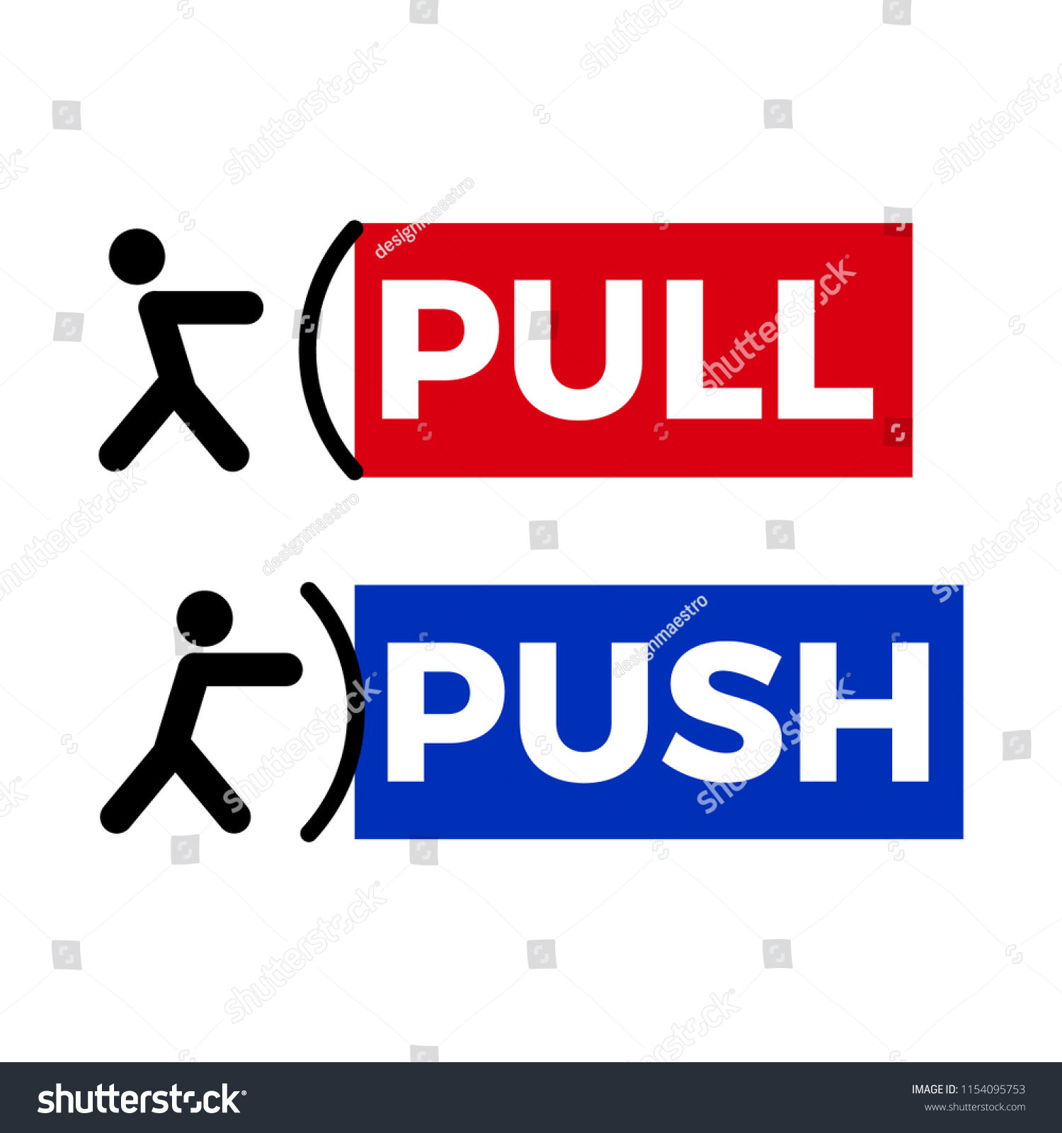 Pull Push Door Sign Open Door Stock Vector (Royalty Free) 1154095753