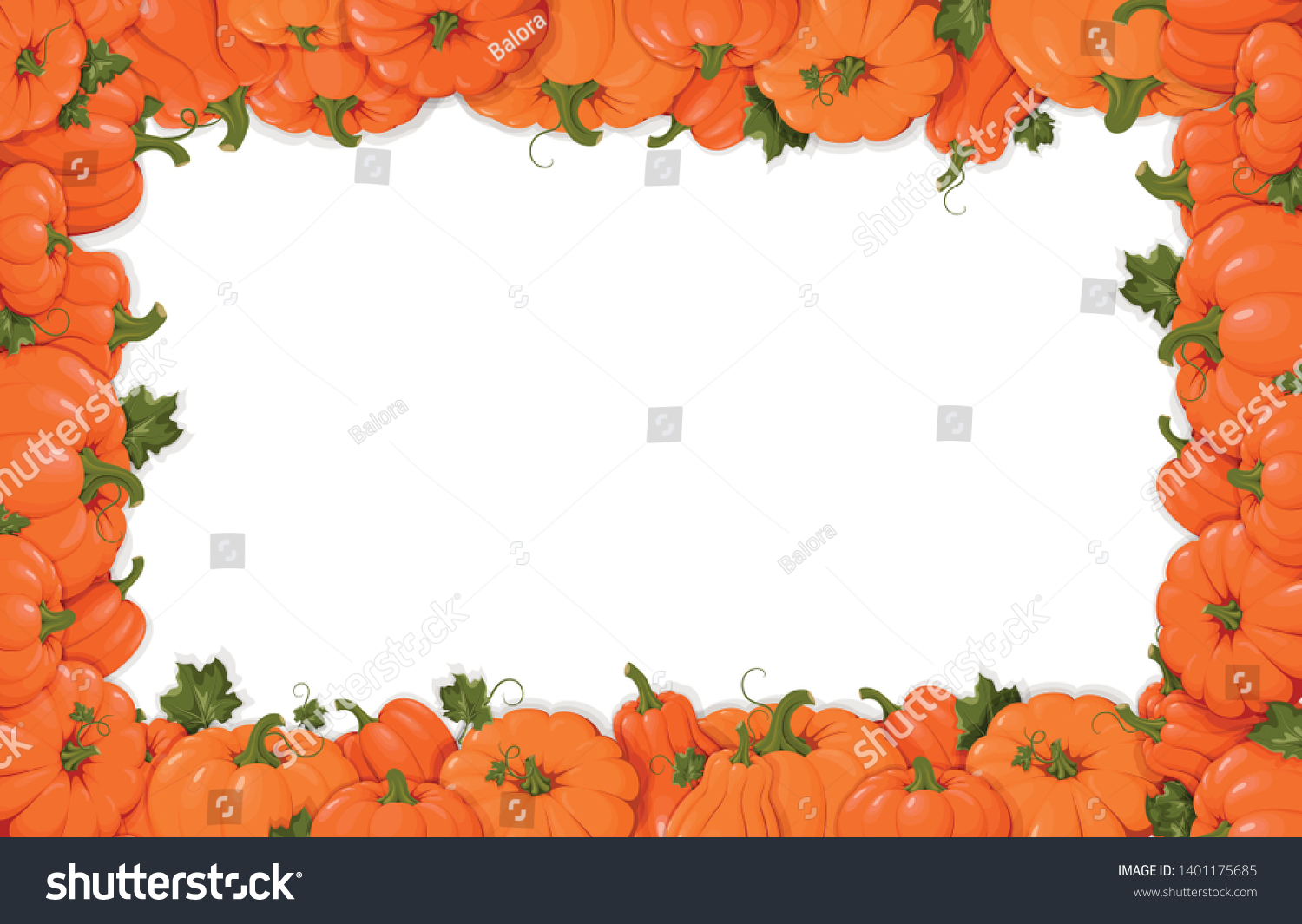 Pumpkins Orange Vegetable Pumpkins Horizontal Frame 스톡 벡터(로열티 프리 ...