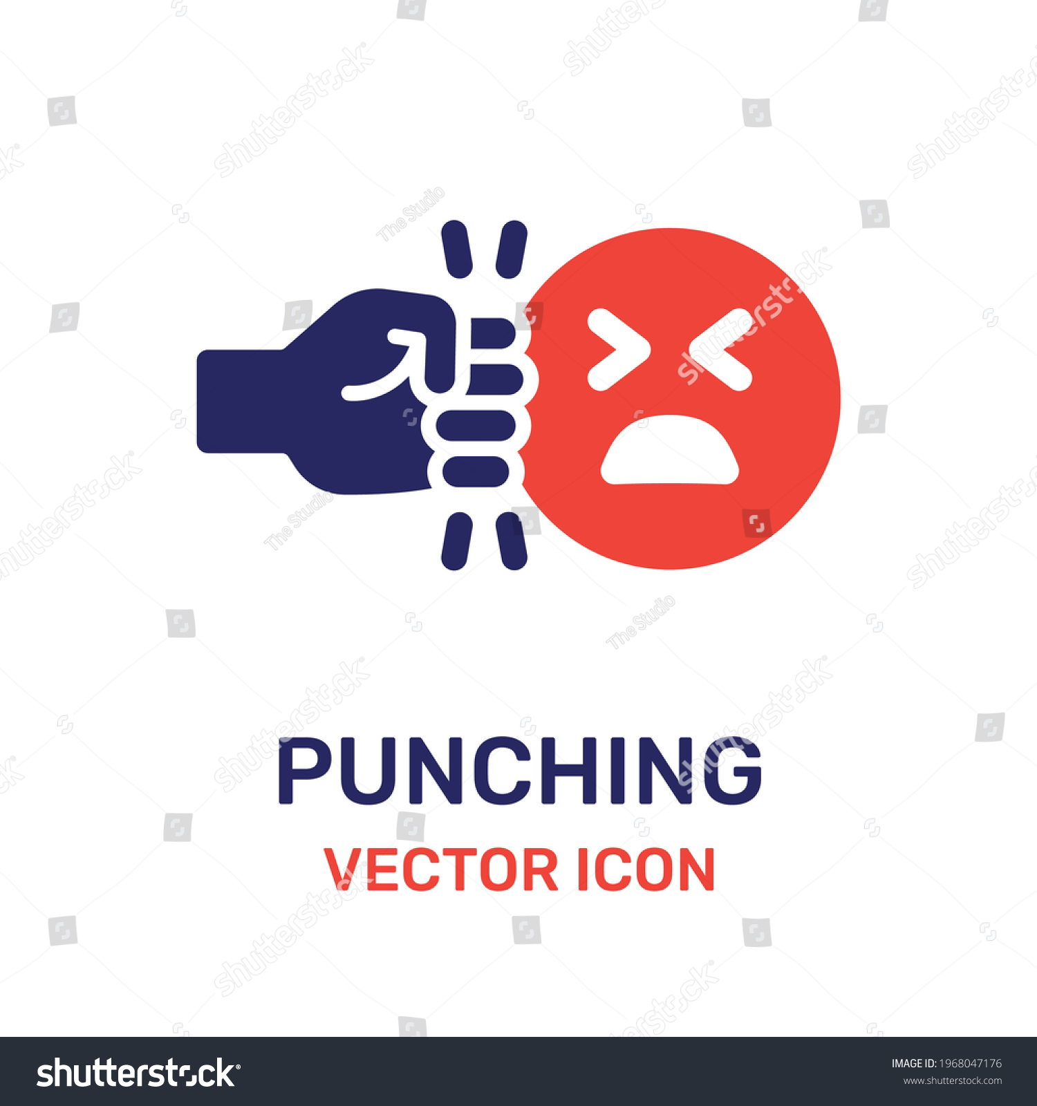 Punching Face Emoticon Vector Icon: vector de stock (libre de regalías ...