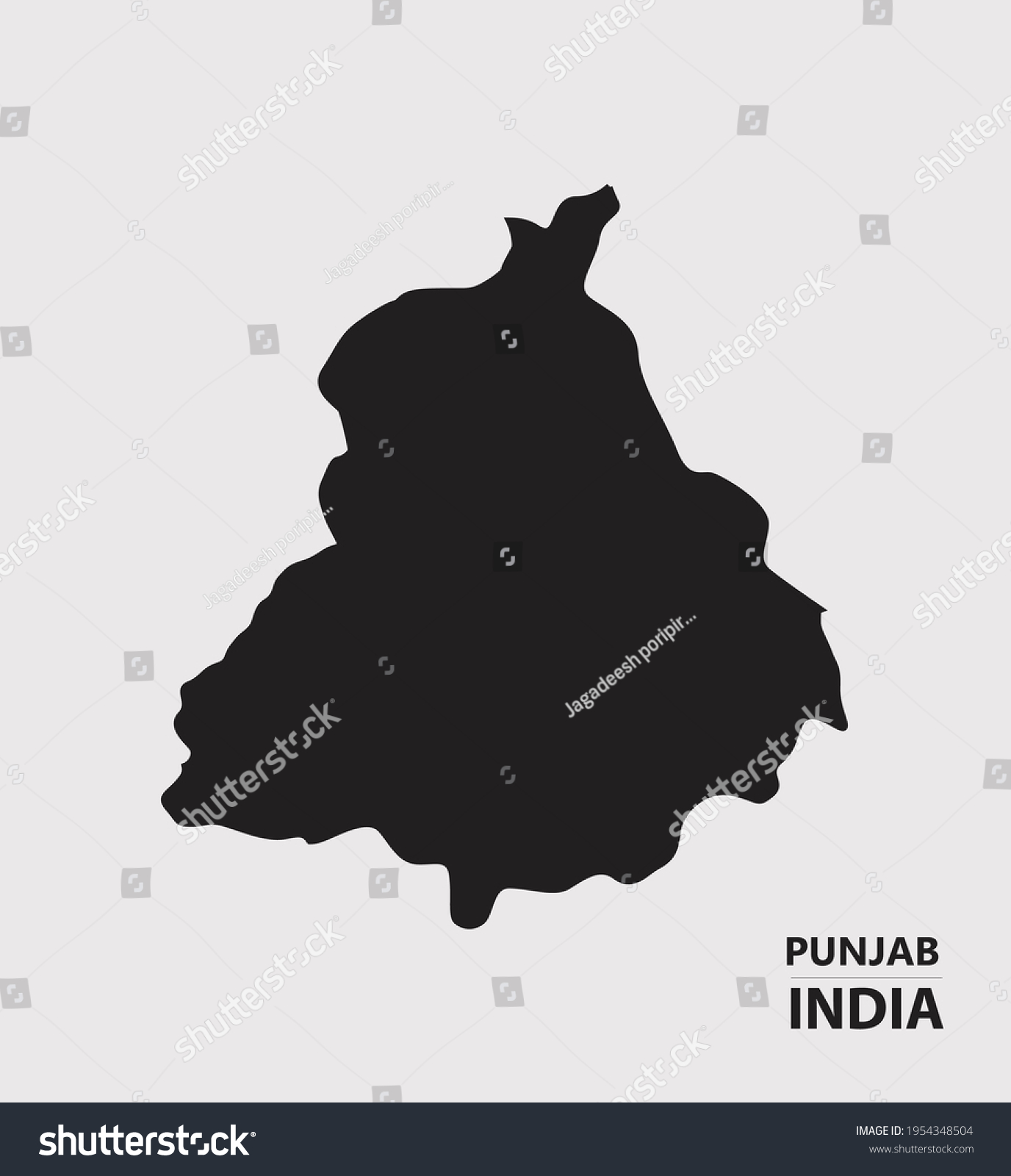 Punjab India Vector Map White Background Stock Vector (Royalty Free ...