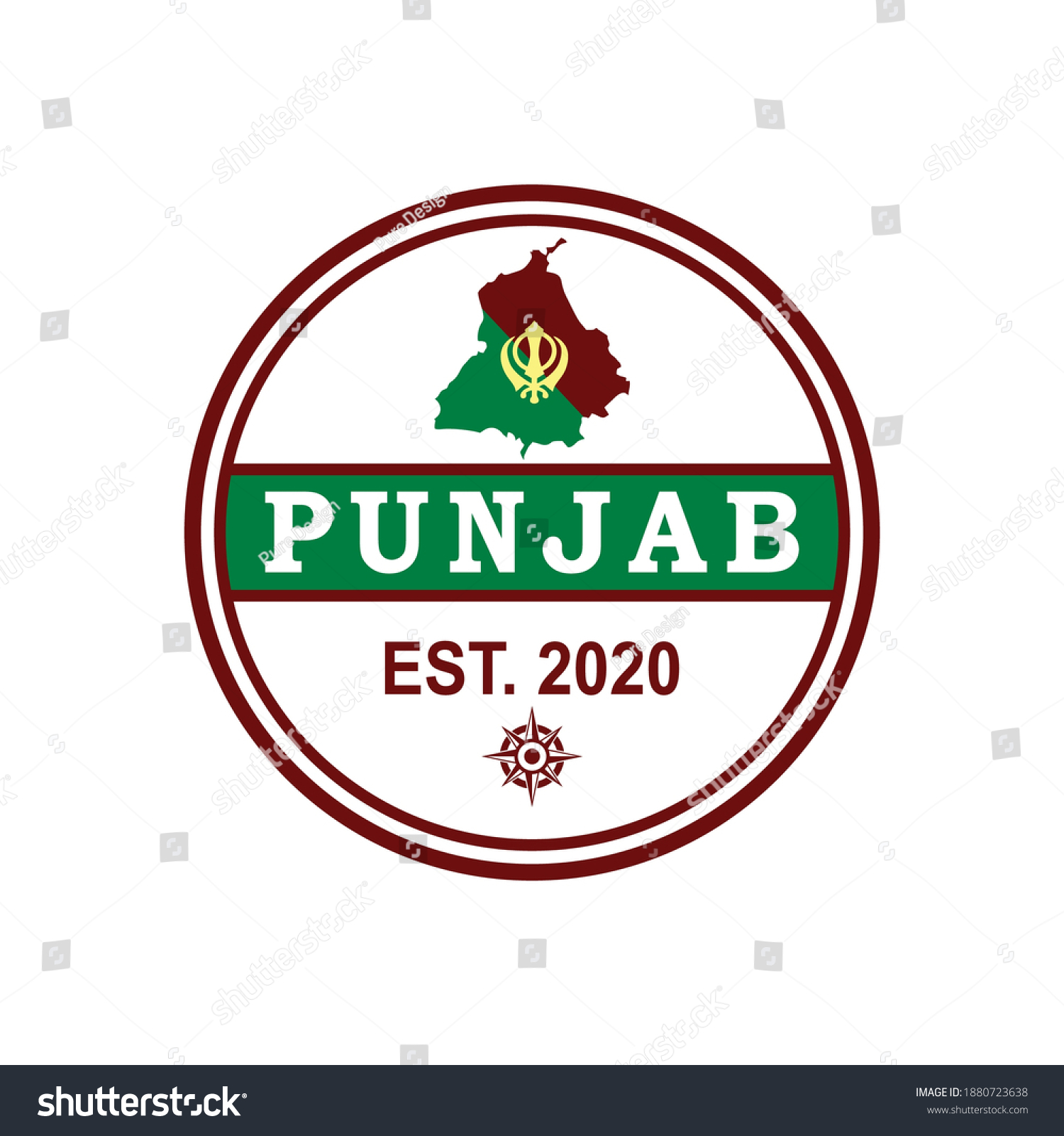 Punjab Map Vector India Logo Stock Vector (Royalty Free) 1880723638 ...