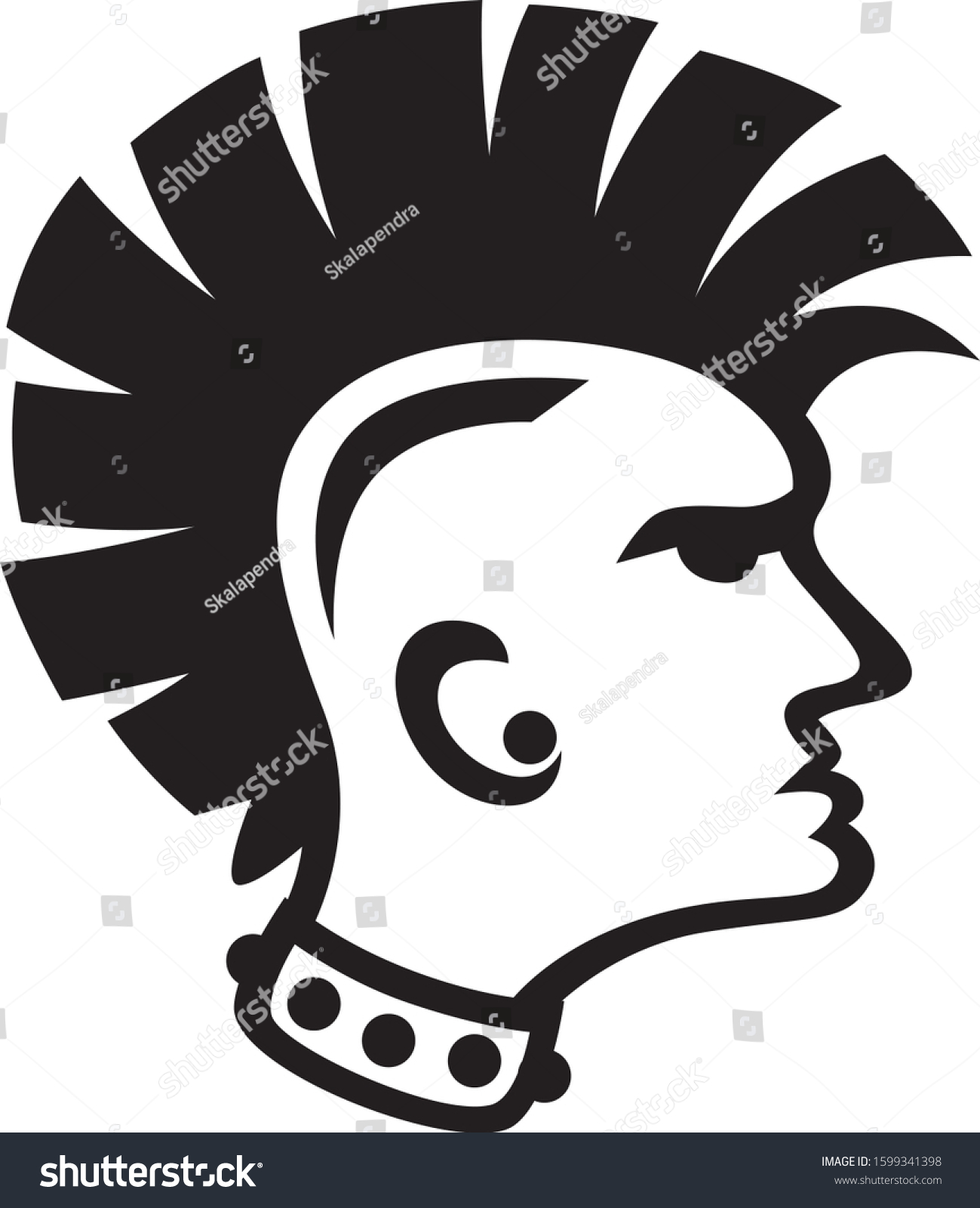 Punk Head On White Background Stock Vector (Royalty Free) 1599341398 ...