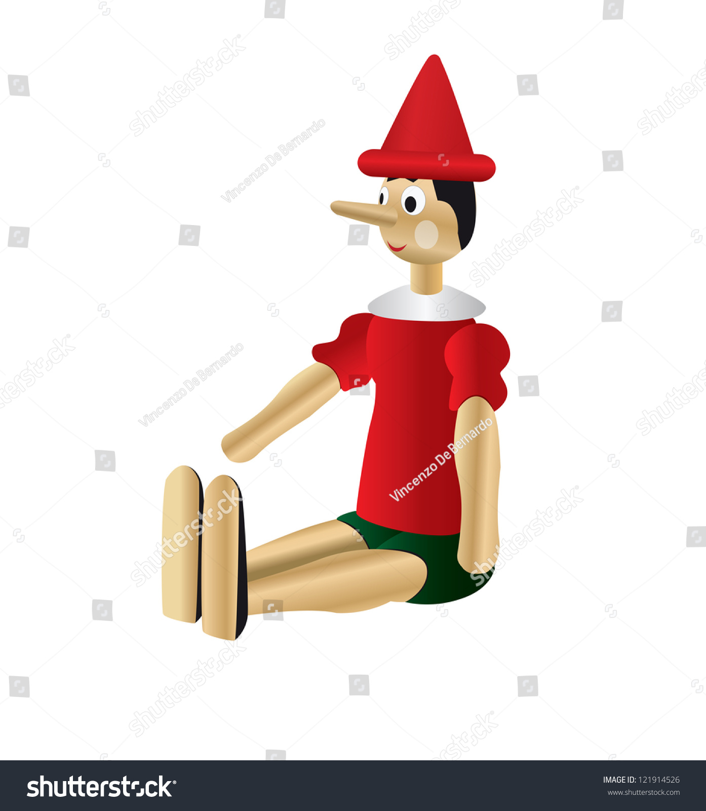 Puppet Pinocchio Vector On White Background: vector de stock (libre de ...