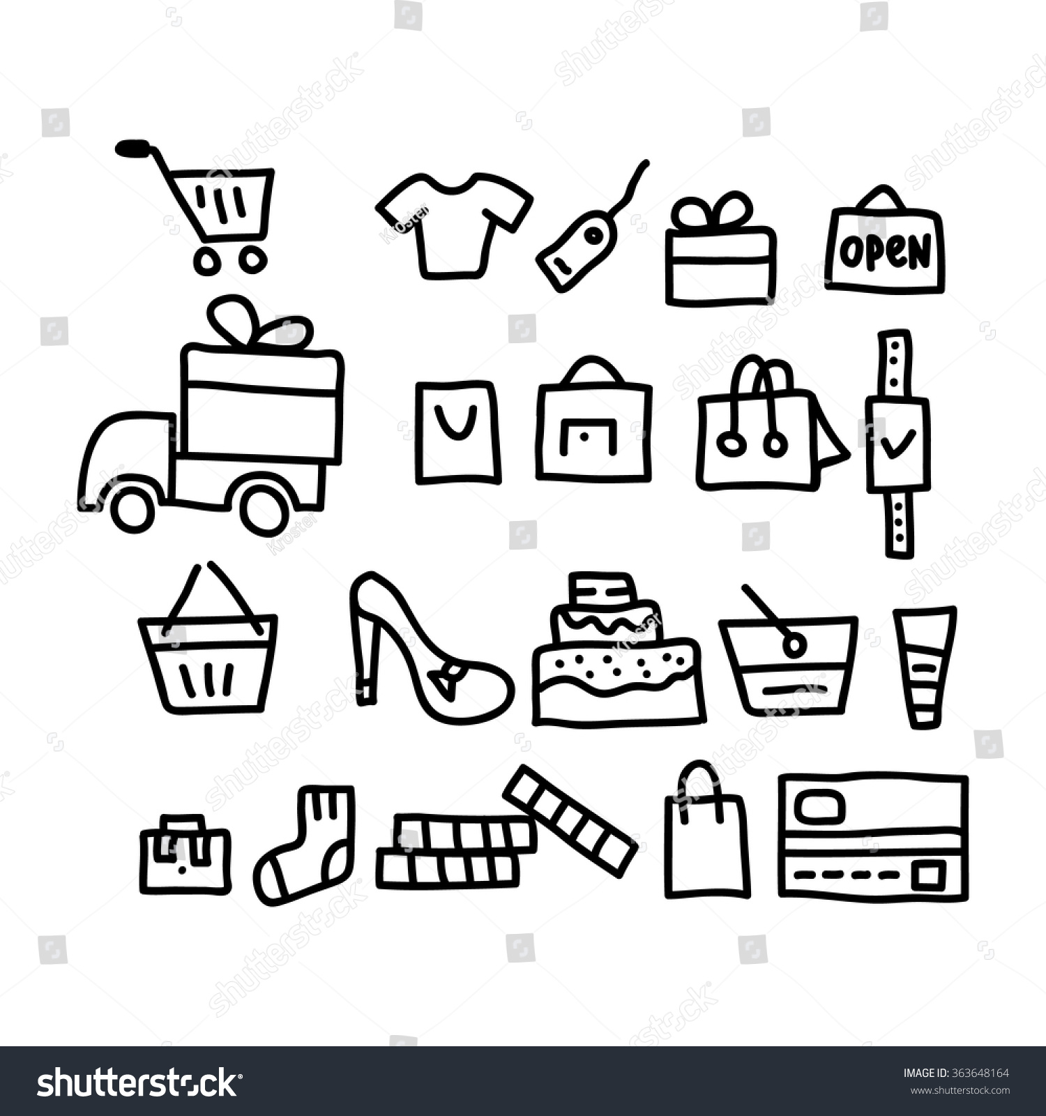 Purchases Doodles Iconvector Illustration Stock Vector (Royalty Free ...
