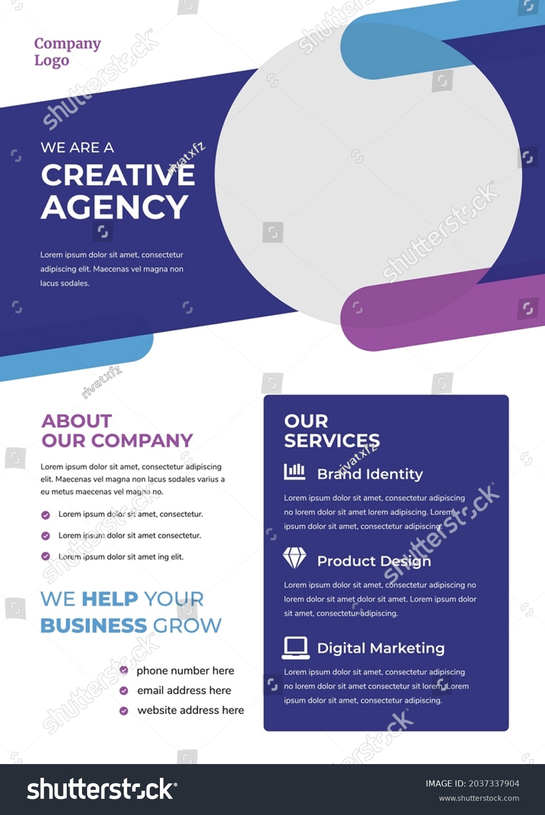 Purple Business Creative Flyer Template Stock Vector (Royalty Free ...