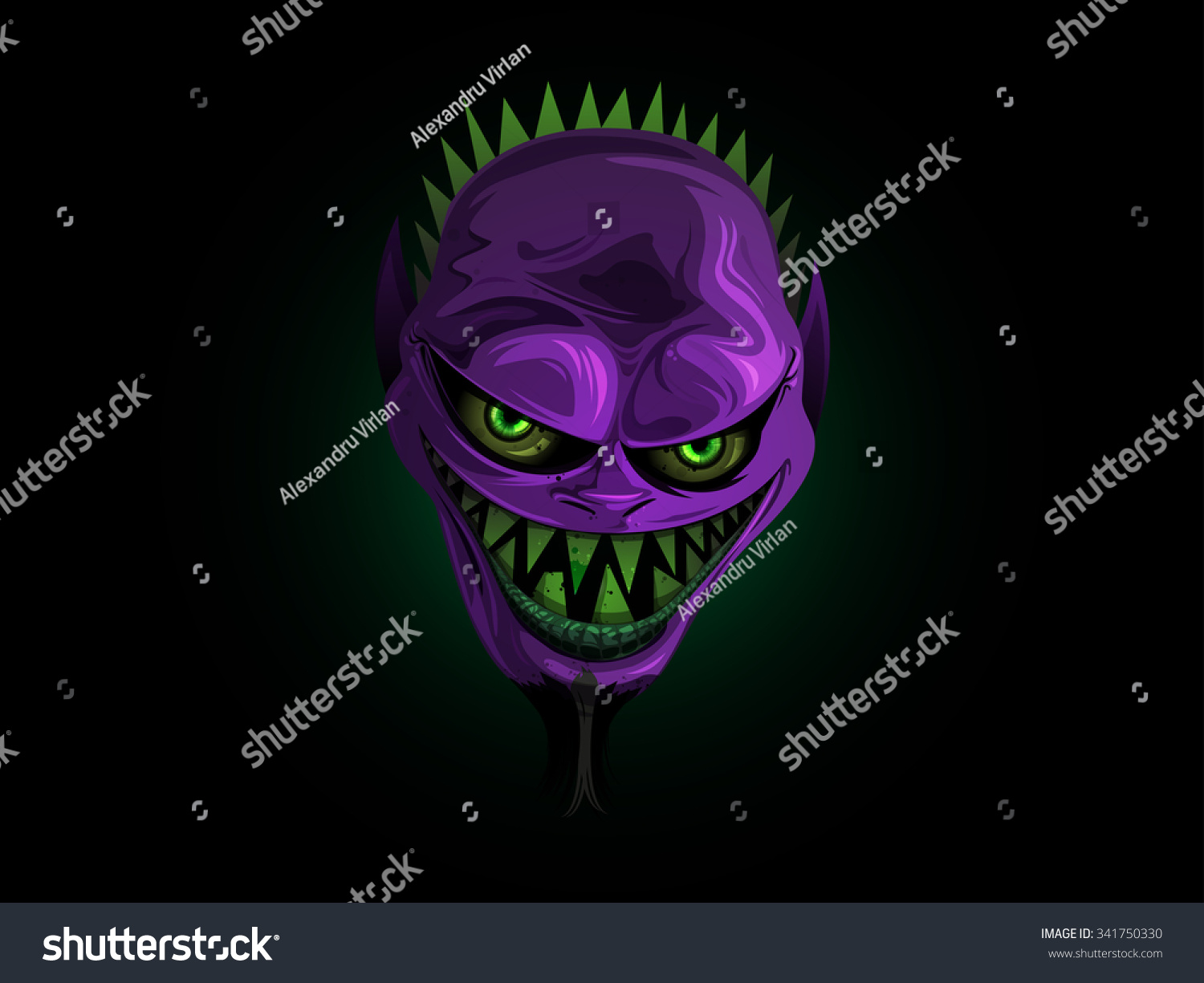 Purple Demon Smiling: vector de stock (libre de regalías) 341750330 ...