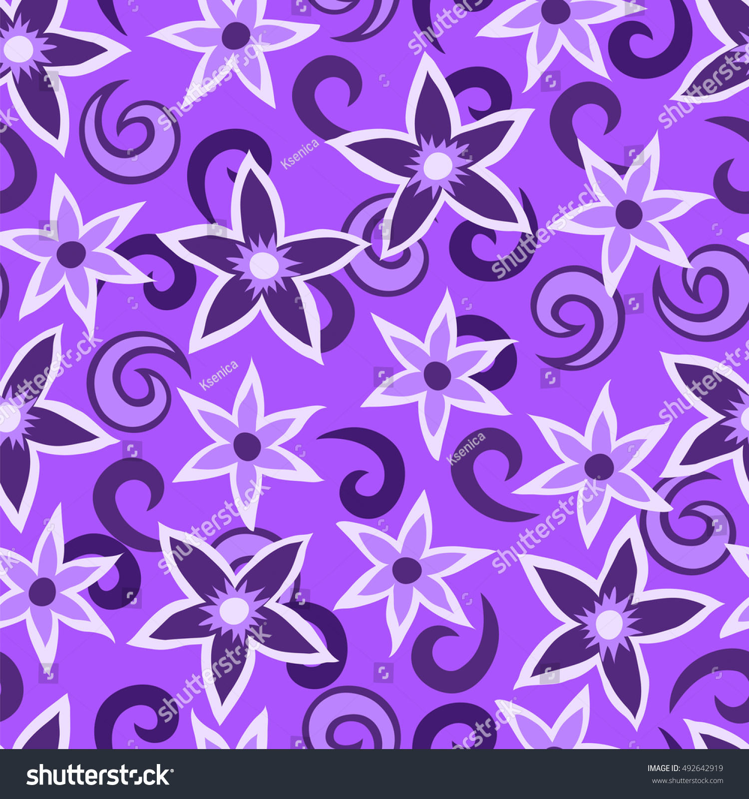 Purple Floral Seamless Pattern Vector Illustration Stock Vector ...