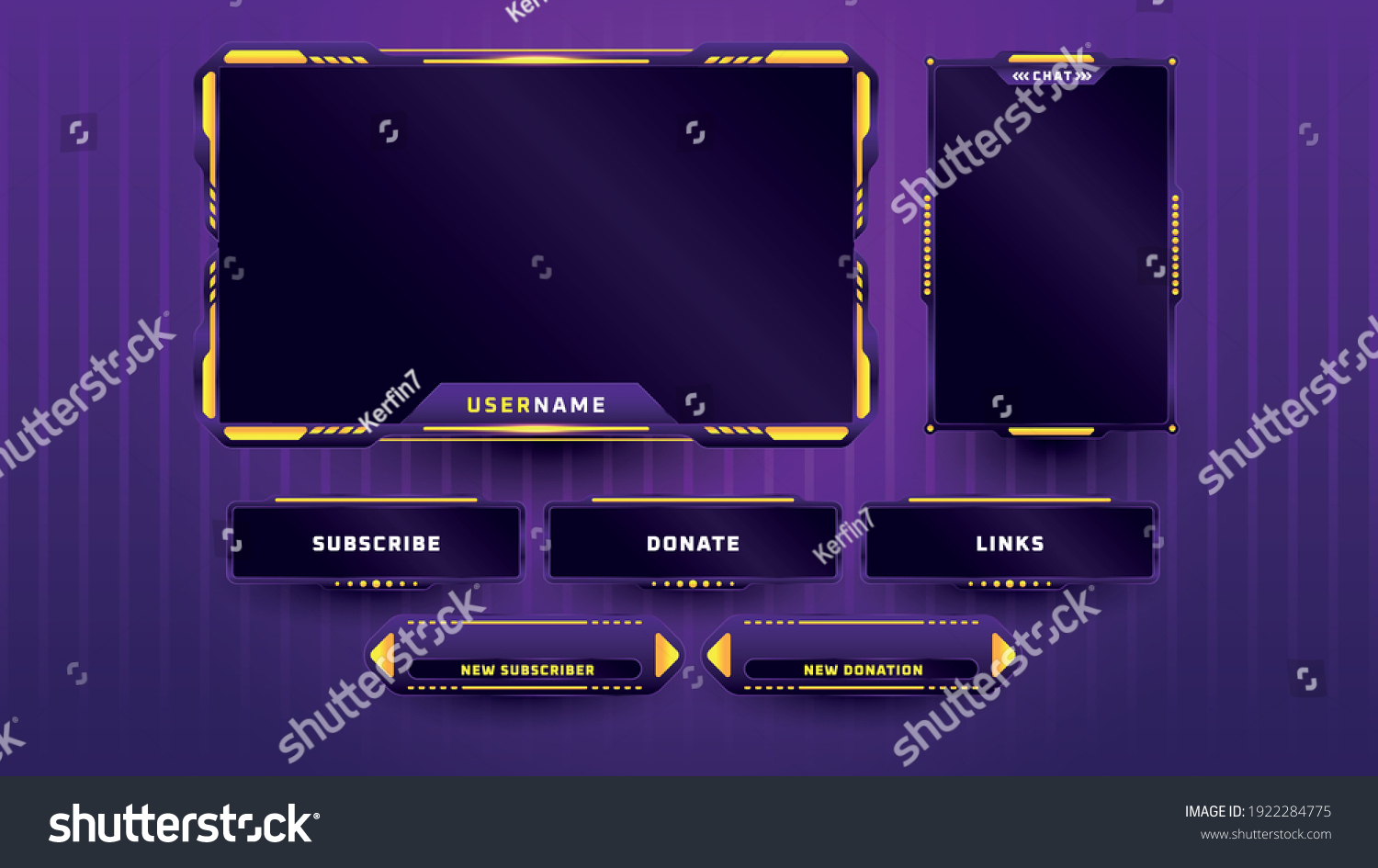 Purple Gaming Panel Set Design Template Stock Vector (Royalty Free ...