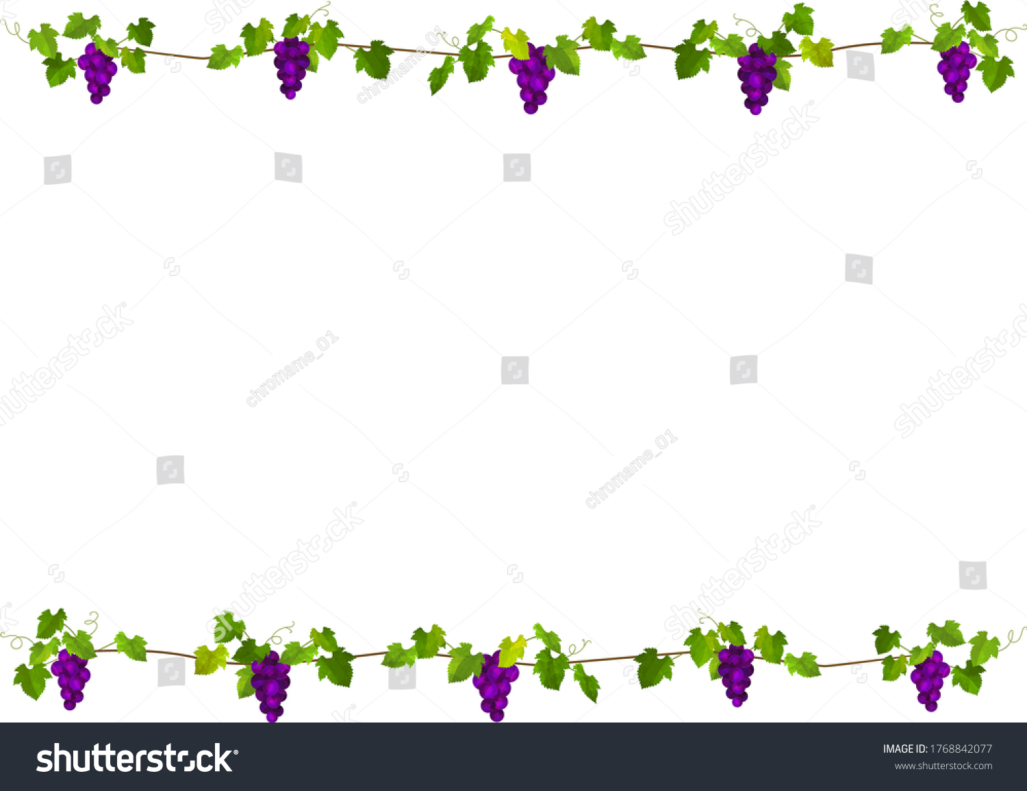 Purple Grape Frame White Background Stock Vector (Royalty Free) 1768842077