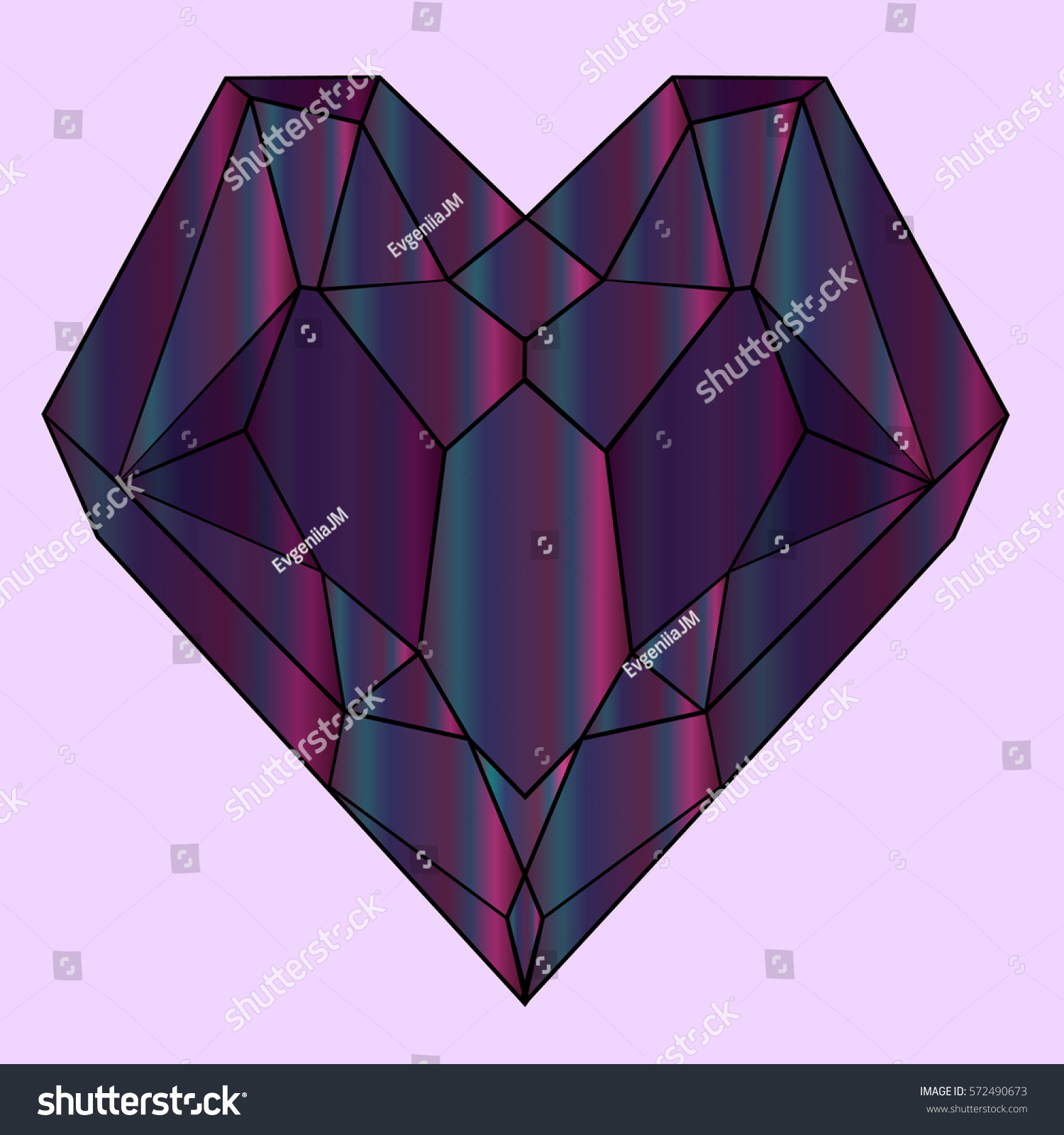 Purple Heart Crystal Stock Vector (Royalty Free) 572490673 | Shutterstock