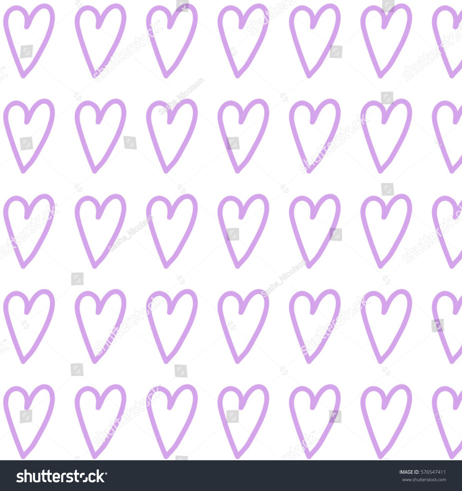 Purple Hearts Pattern White Background Linear Stock Vector (Royalty ...