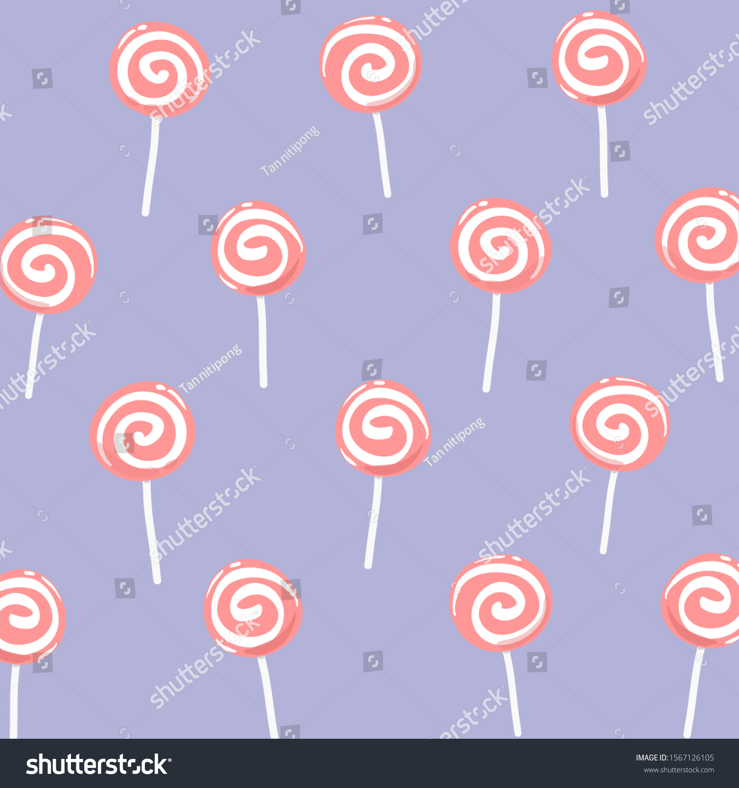Purple Lollipop Pattern Backgroundvector Illustration Stock Vector ...