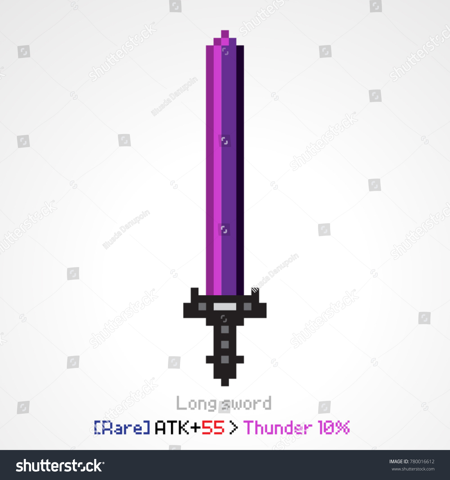 Purple Long Sword Weapons Pixel Stock Vector (Royalty Free) 780016612