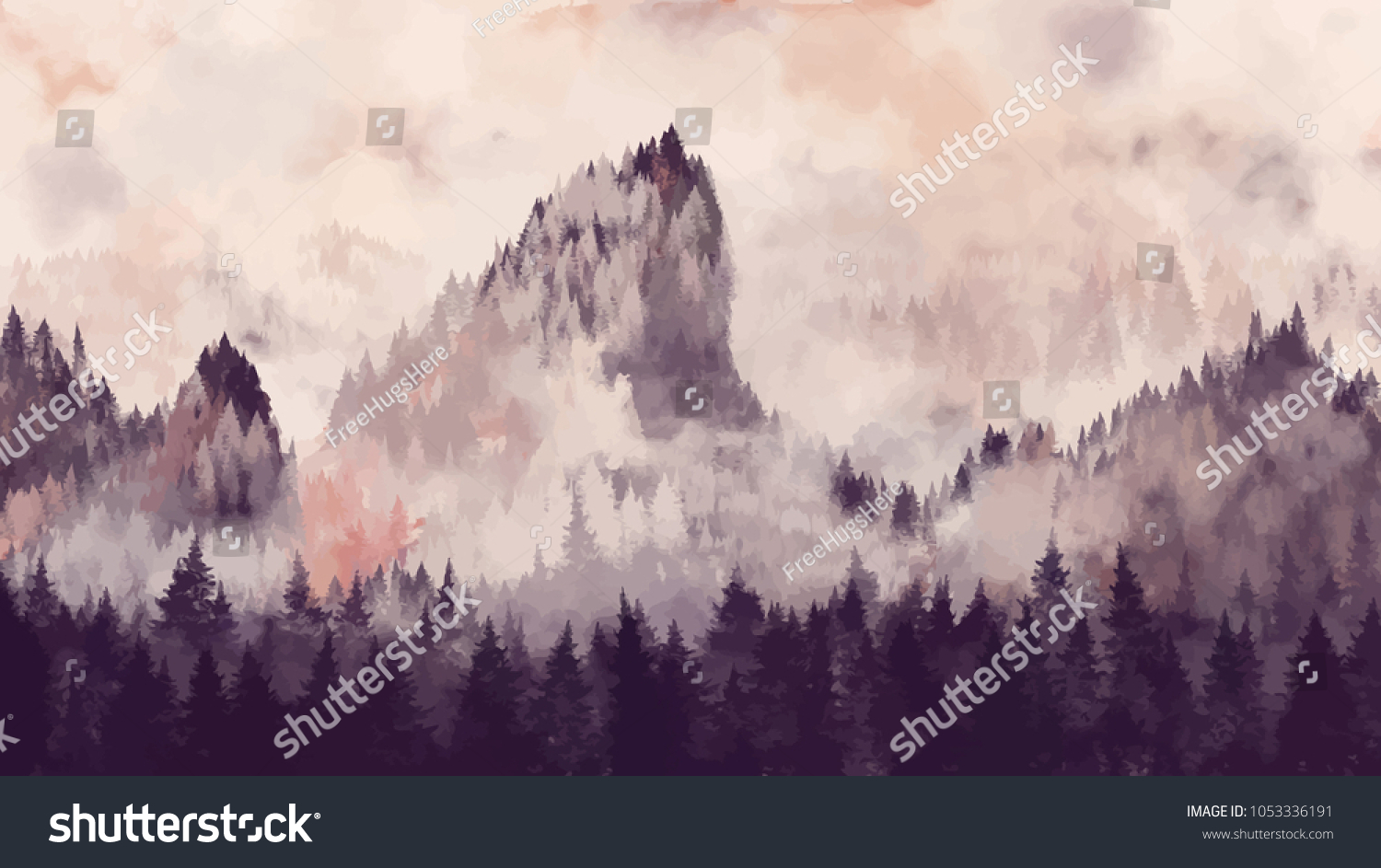 Purple Sunset Vector Illustration Stock Vector (Royalty Free ...