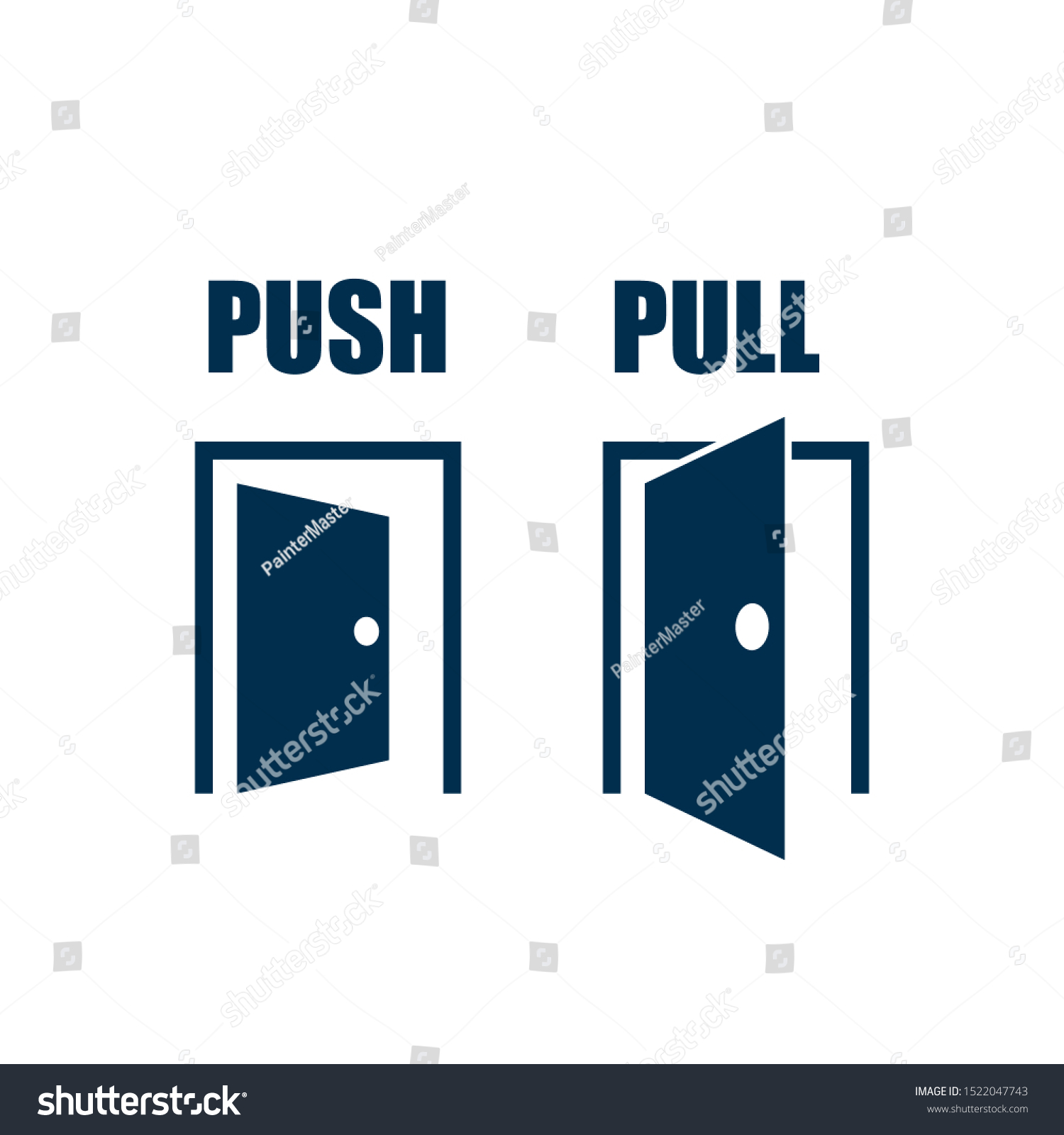 Push Pull Door Sign On White Stock Vector (Royalty Free) 1522047743