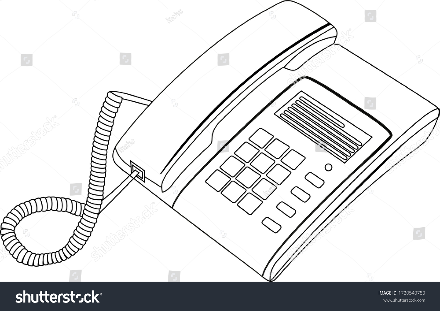 Pushbutton Telephone Cord Line Drawing Vector Stock Vector (Royalty ...