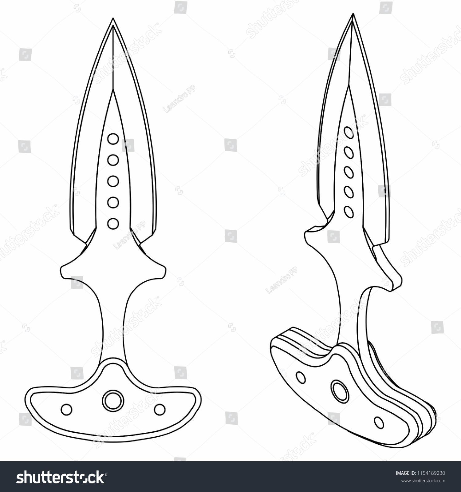 Push Dagger Outline Only Stock Vector (Royalty Free) 1154189230